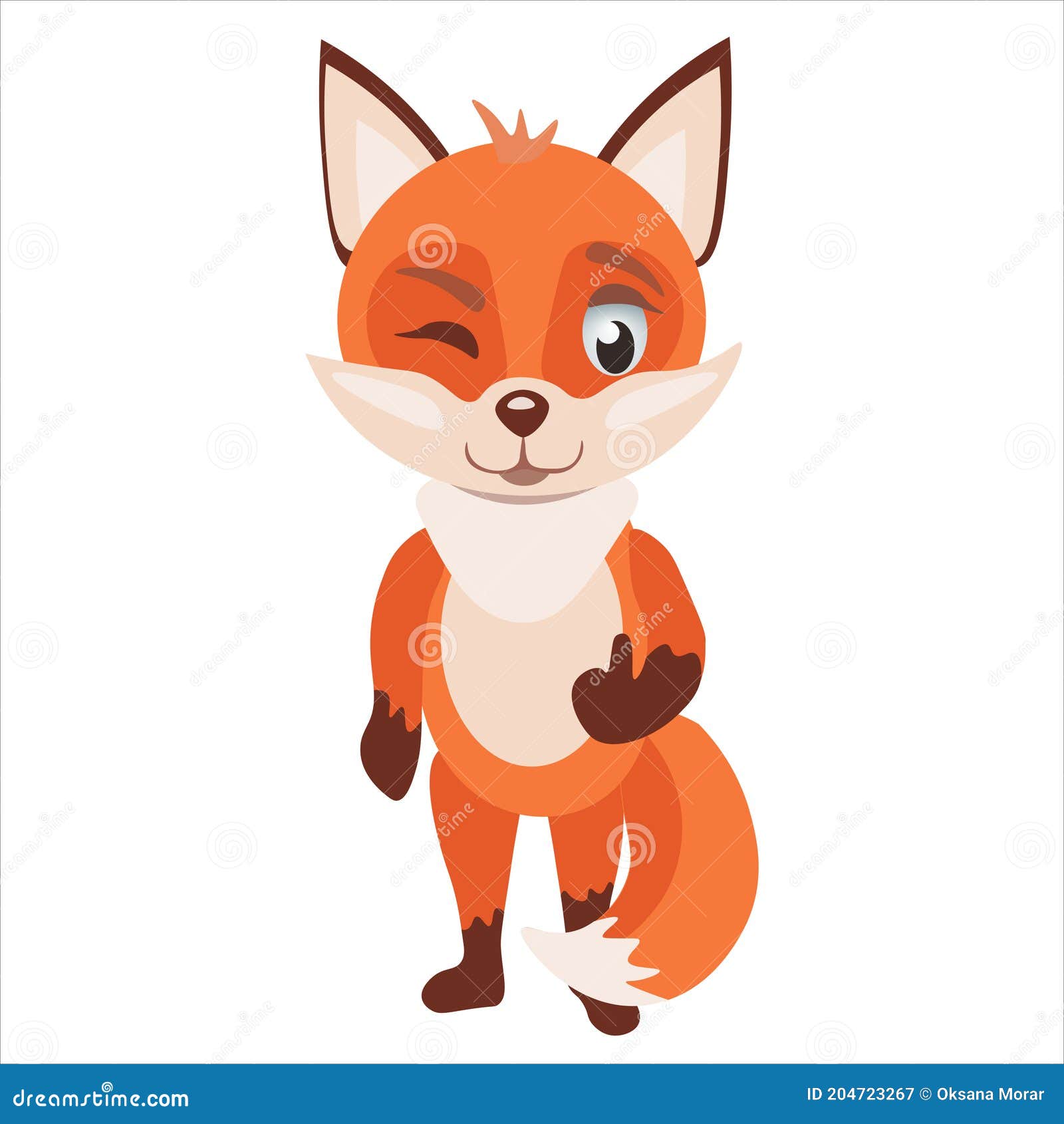 Little Red Fox Smiling and Winking Stock Illustration - Illustration of ...