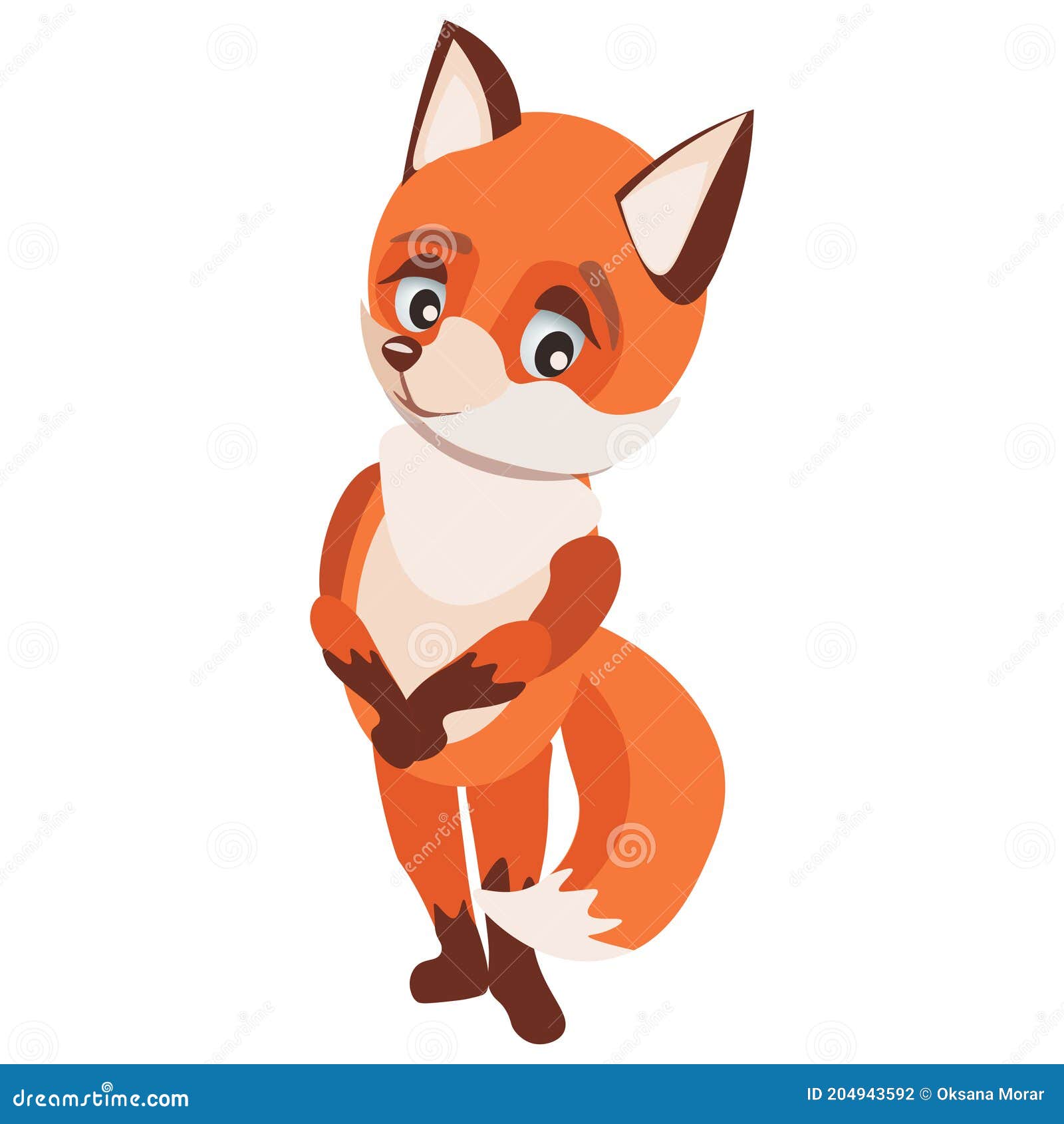 Little Red Fox Standing, Shy and Confused Stock Illustration ...