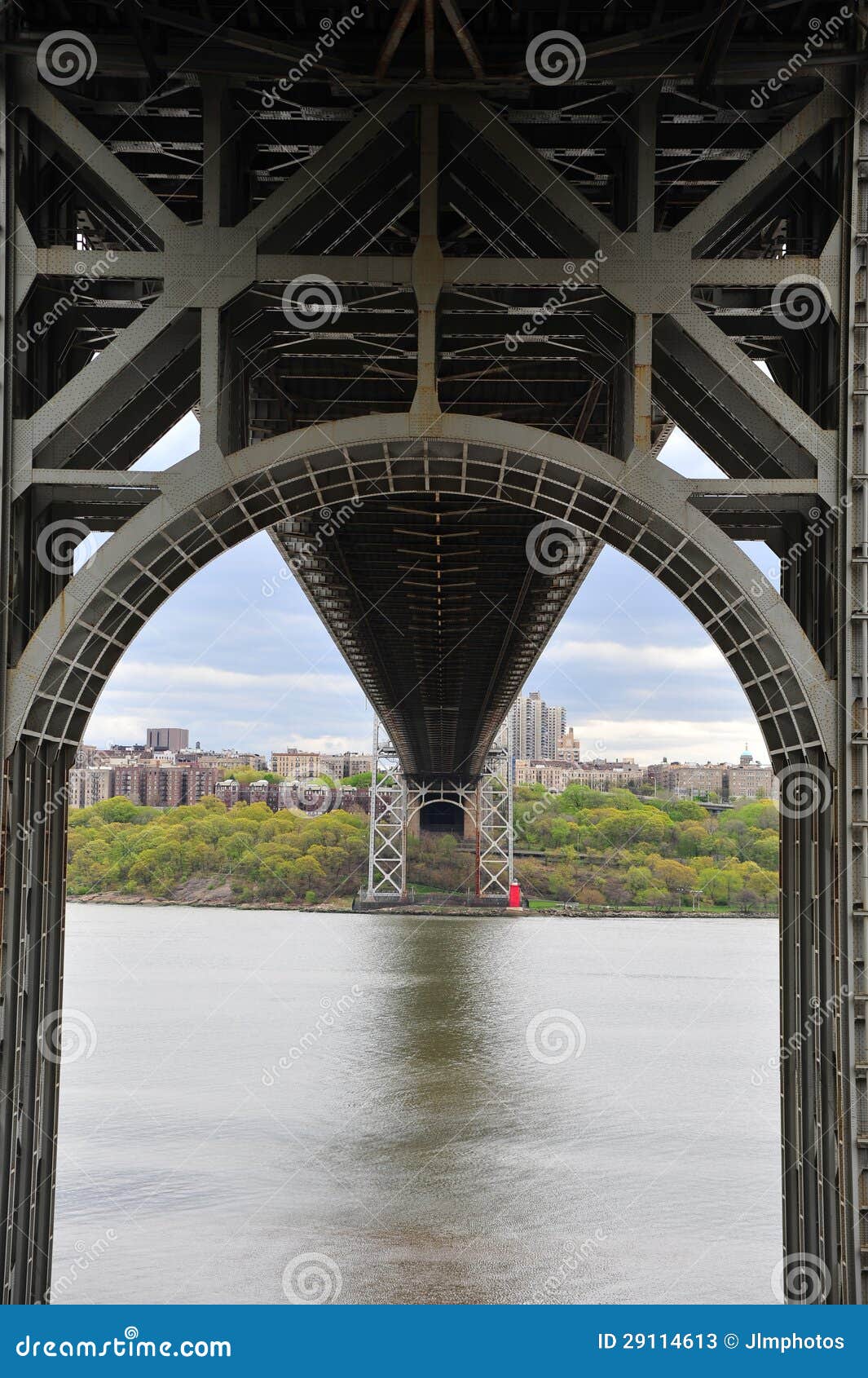 The Little Red Lighthouse Under the Gray Bridge Stock Image - Image of ...