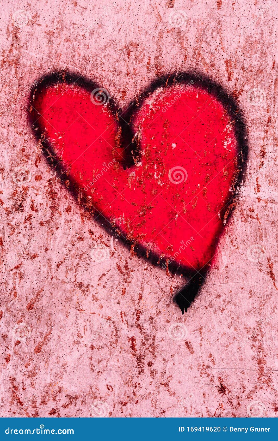 A Red Painted Heart on a Wall Stock Photo - Image of relationship ...