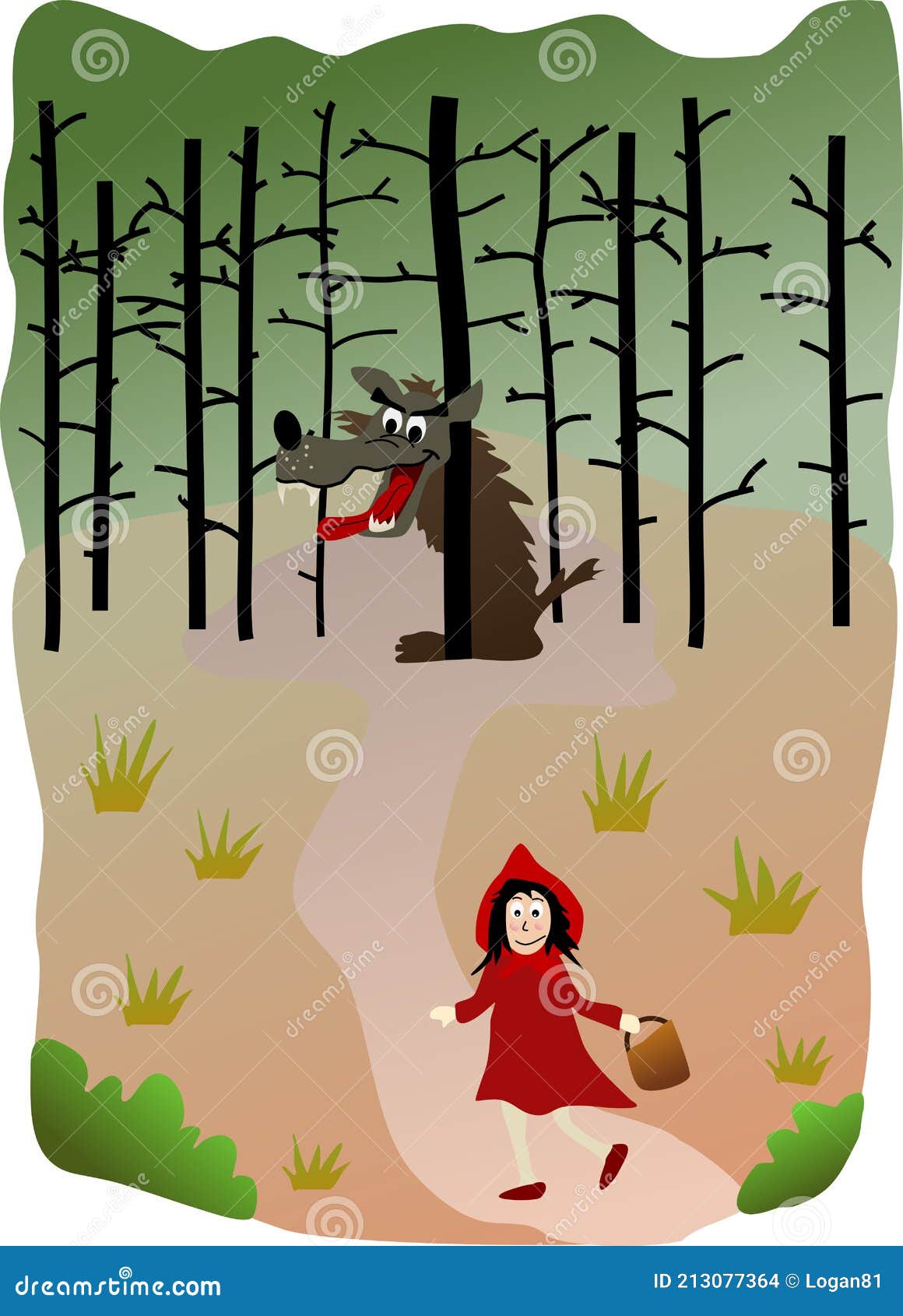 Little Red Riding Hood Illustration Stock Vector - Illustration of ...