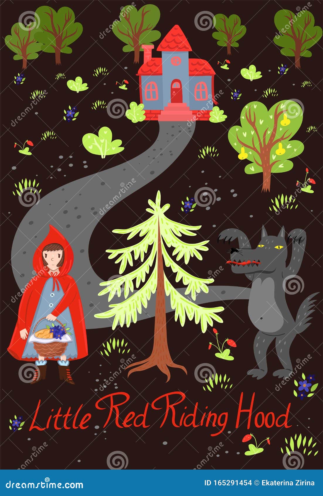 Little Red Riding Hood Poster . Vector Graphics Stock Illustration ...
