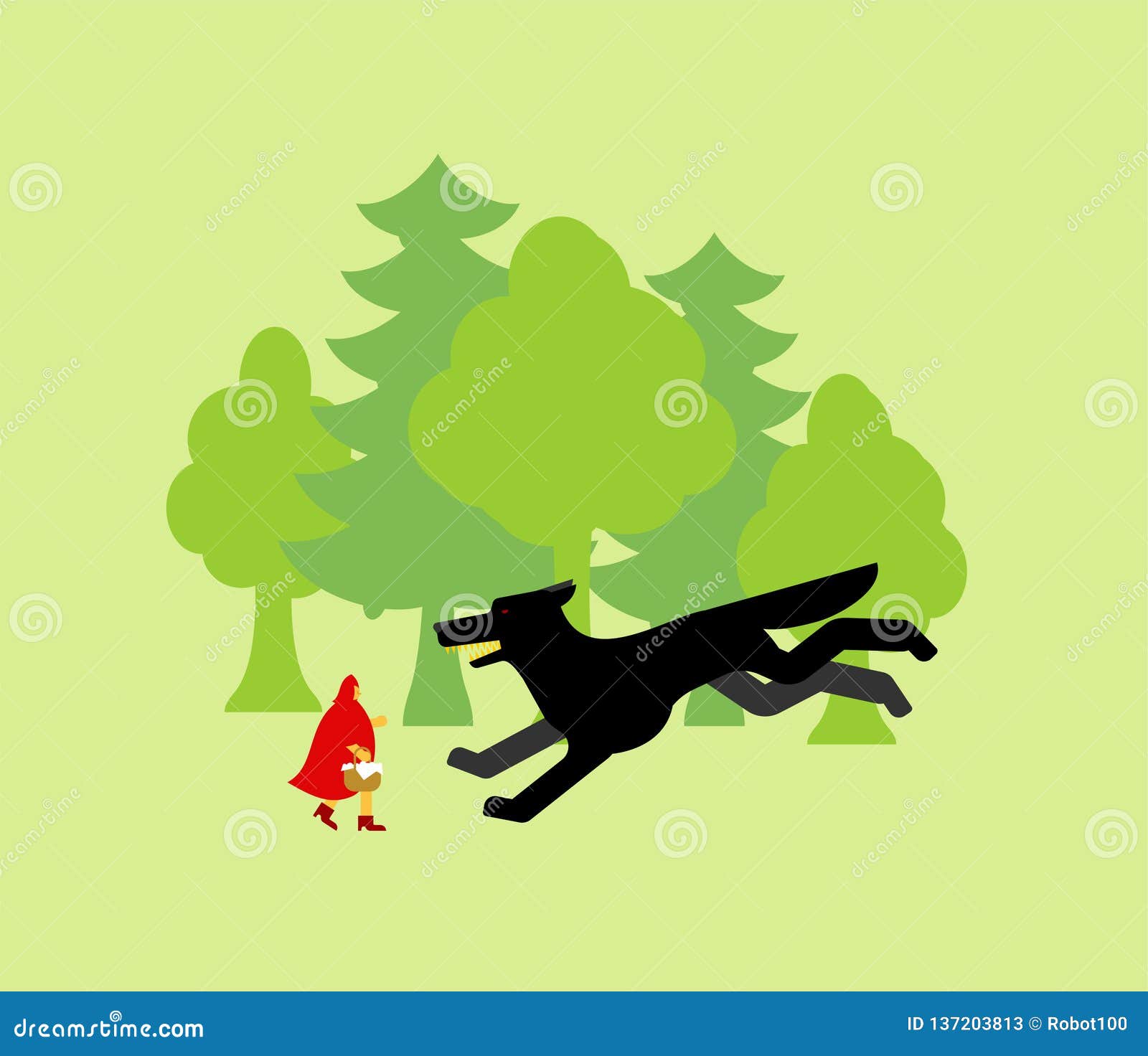 Little Red Riding Hood and Wolf Attack Stock Vector - Illustration of ...