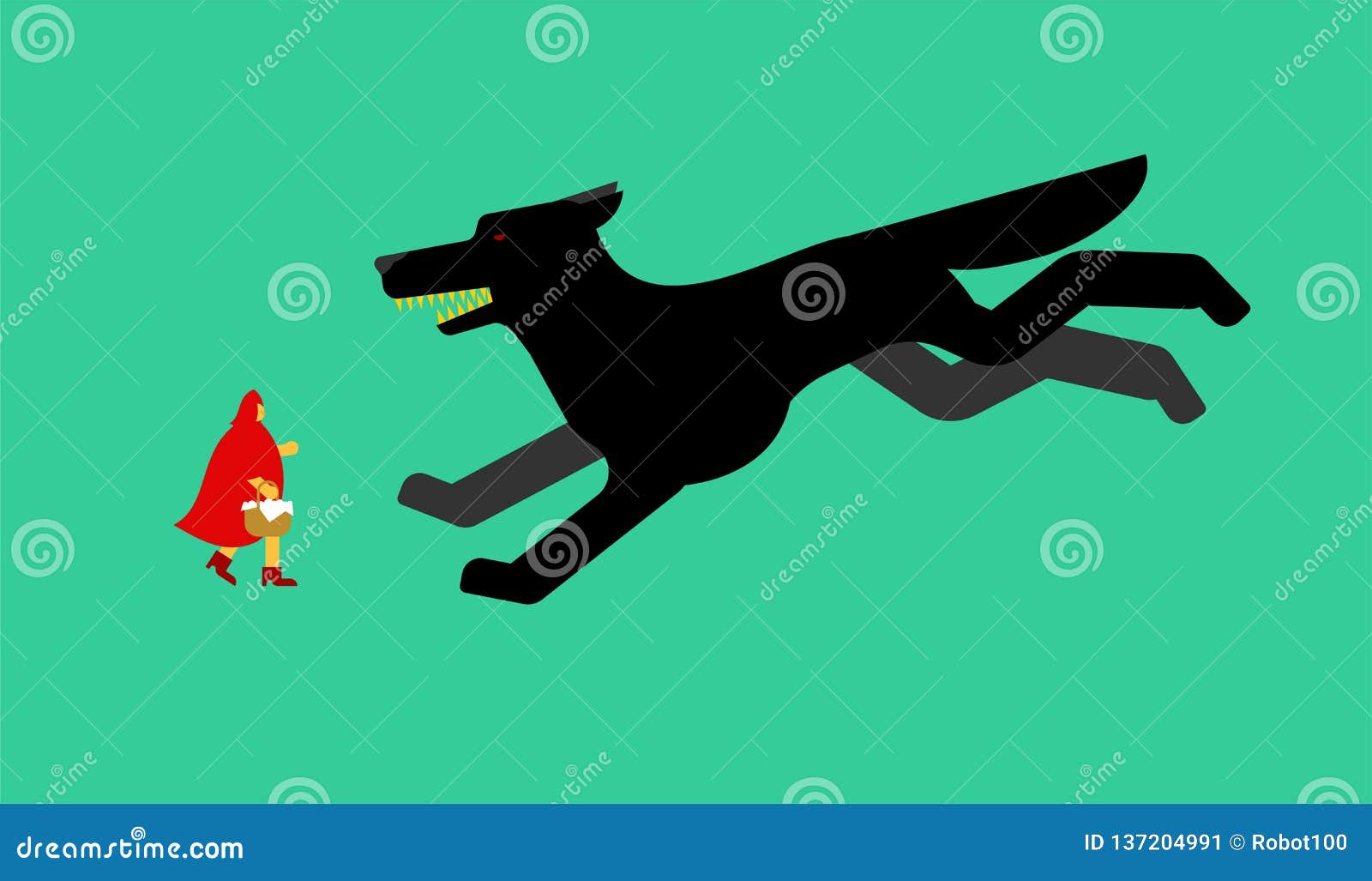 Little Red Riding Hood and Wolf Attack Stock Vector - Illustration of ...