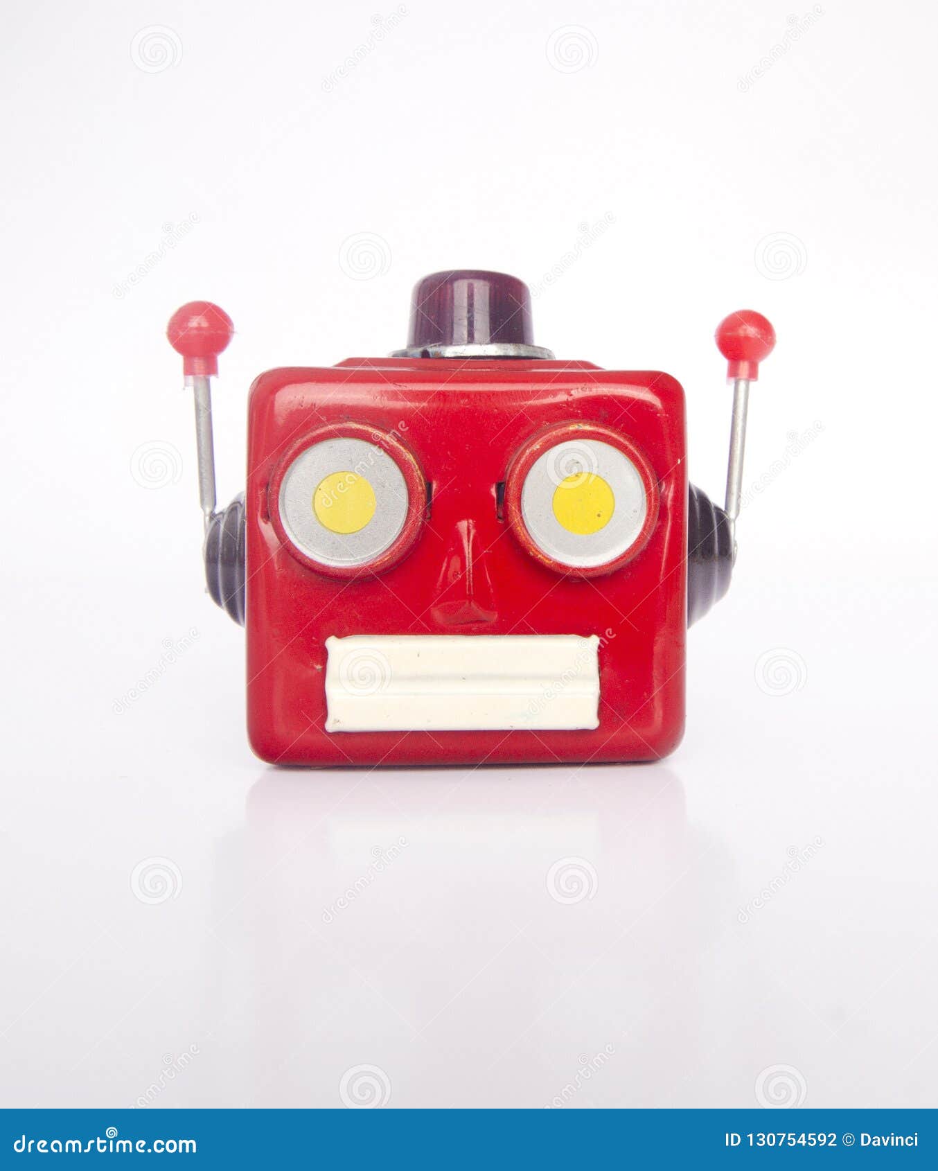 Little Red Robot Head Isolated Stock Photo - Image of design, metal ...