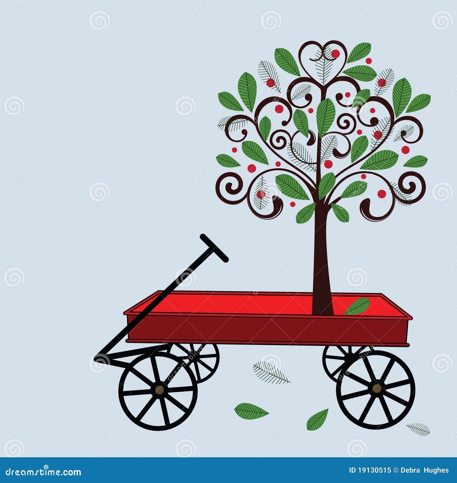 Little Red Wagon With Tree Cartoon Vector | CartoonDealer.com #19130515