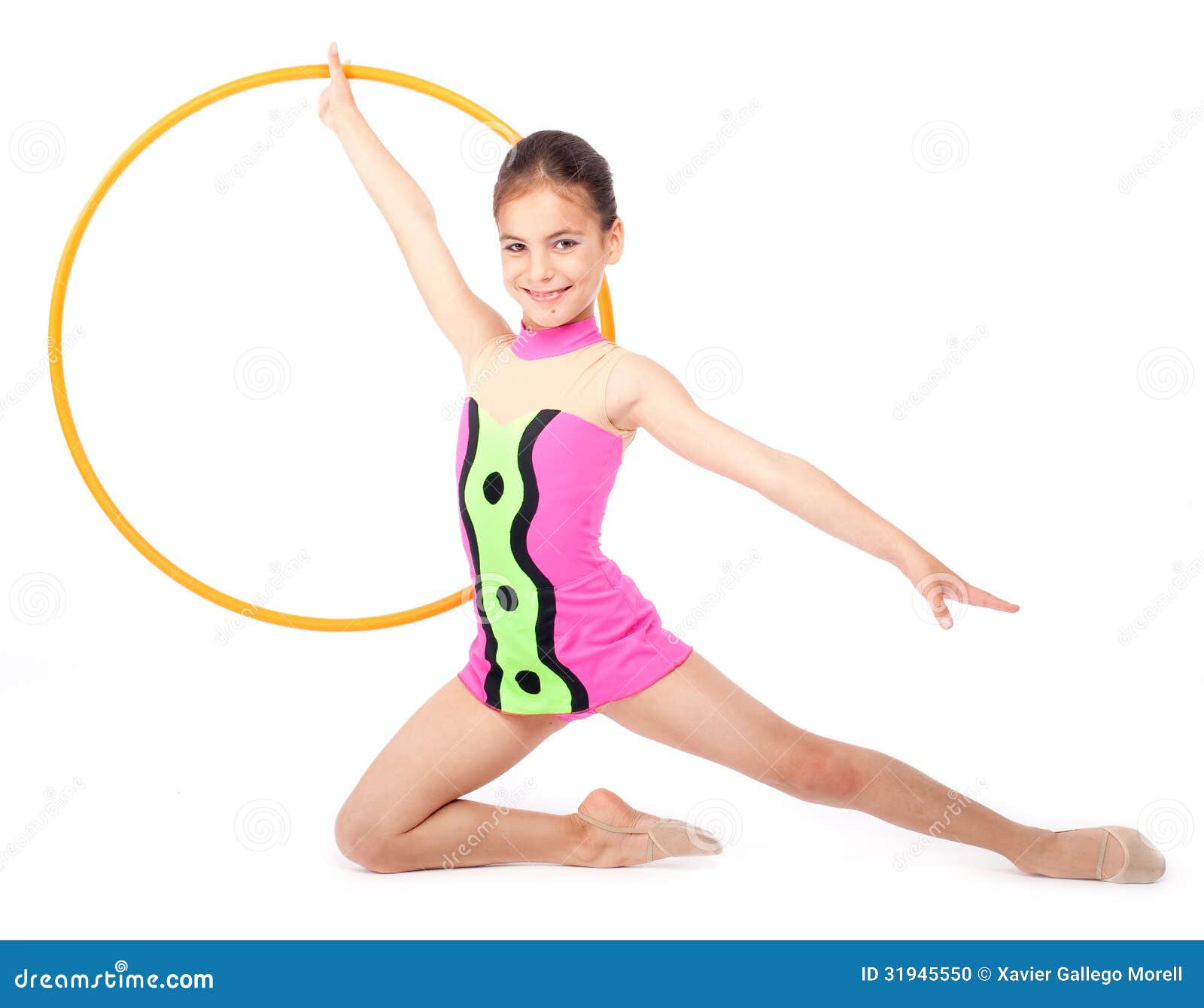 Rhythmic Gymnast Doing Exercise In Studio Stock Photo | CartoonDealer ...