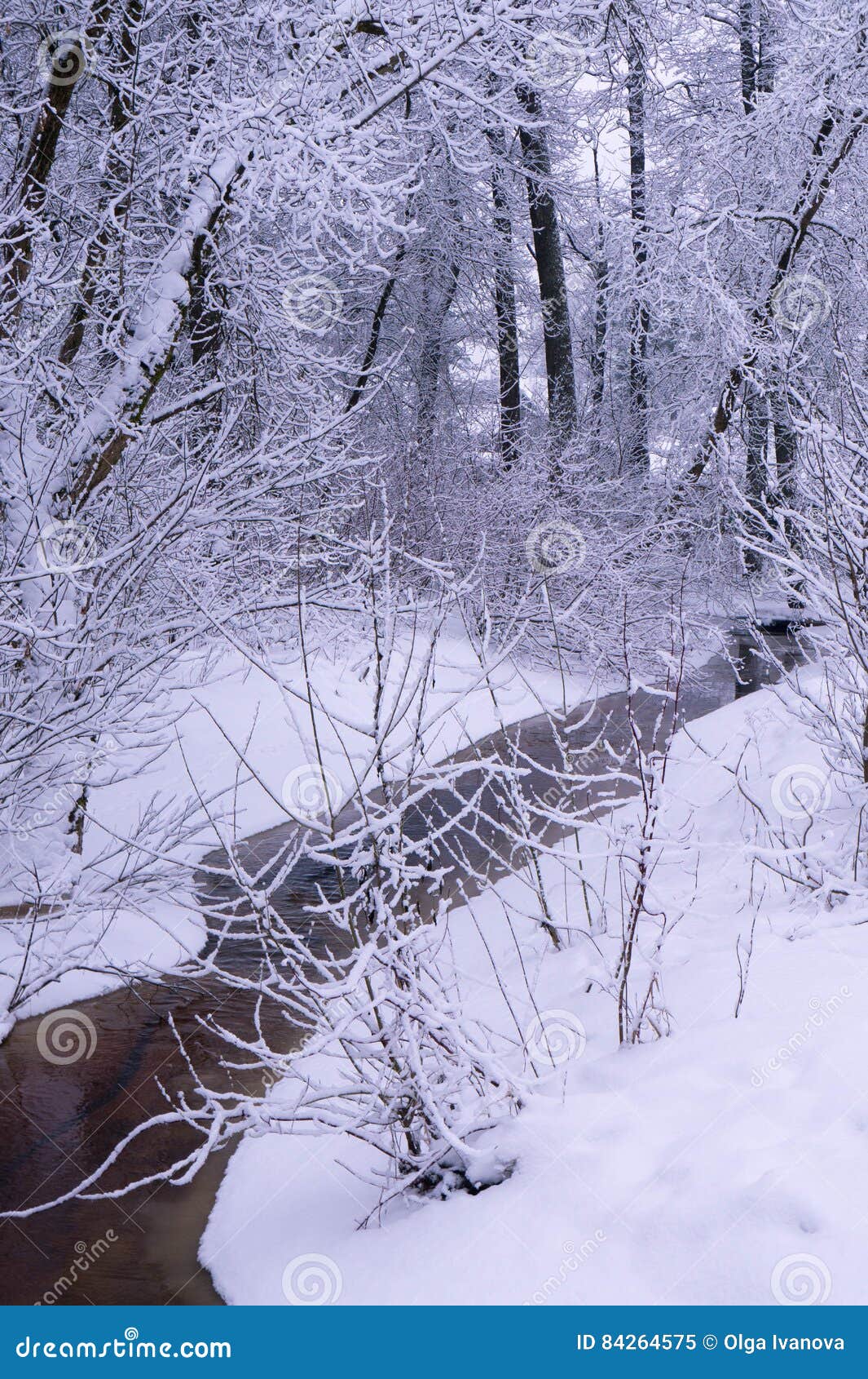 Little River in Cloudy Winter Day Stock Image - Image of cold, season ...