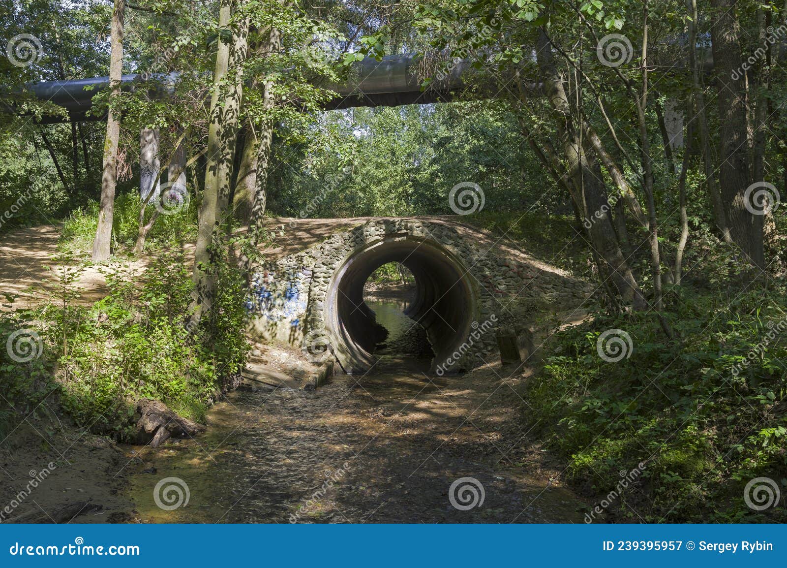 Little River Flows in a Pipe Under the Bridge Stock Image - Image of ...