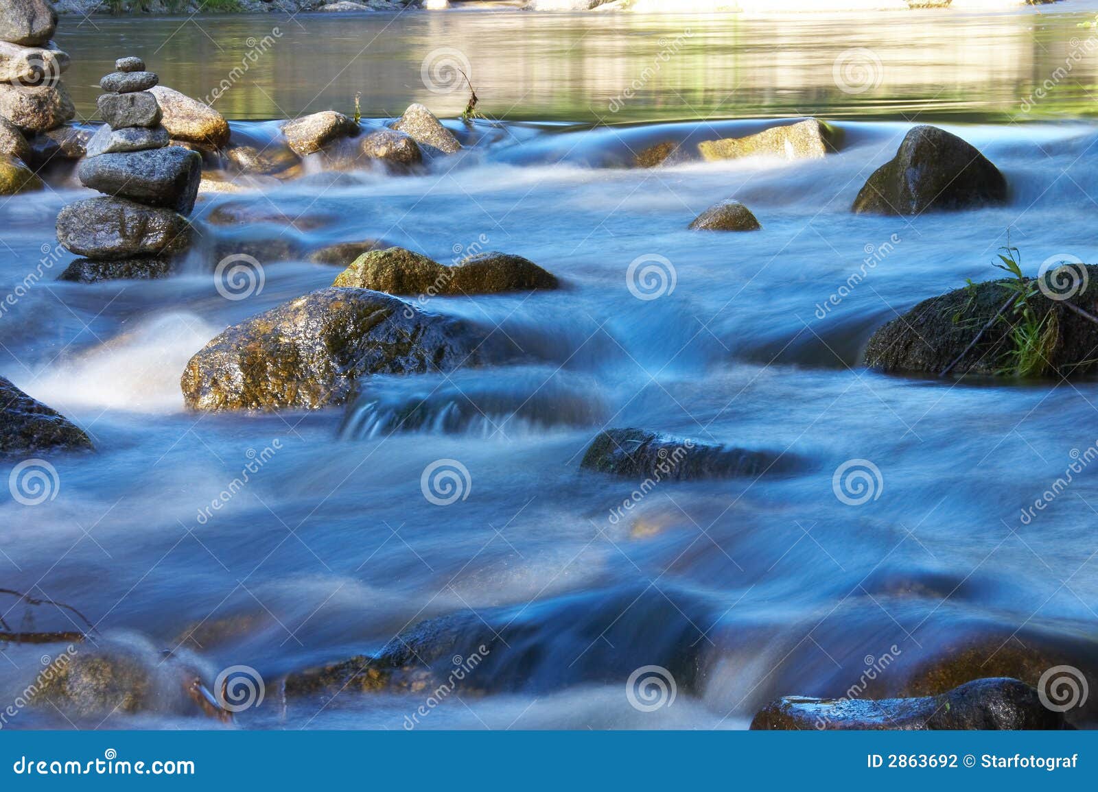 Little River with Many Stones Stock Photo - Image of flowing, billows ...