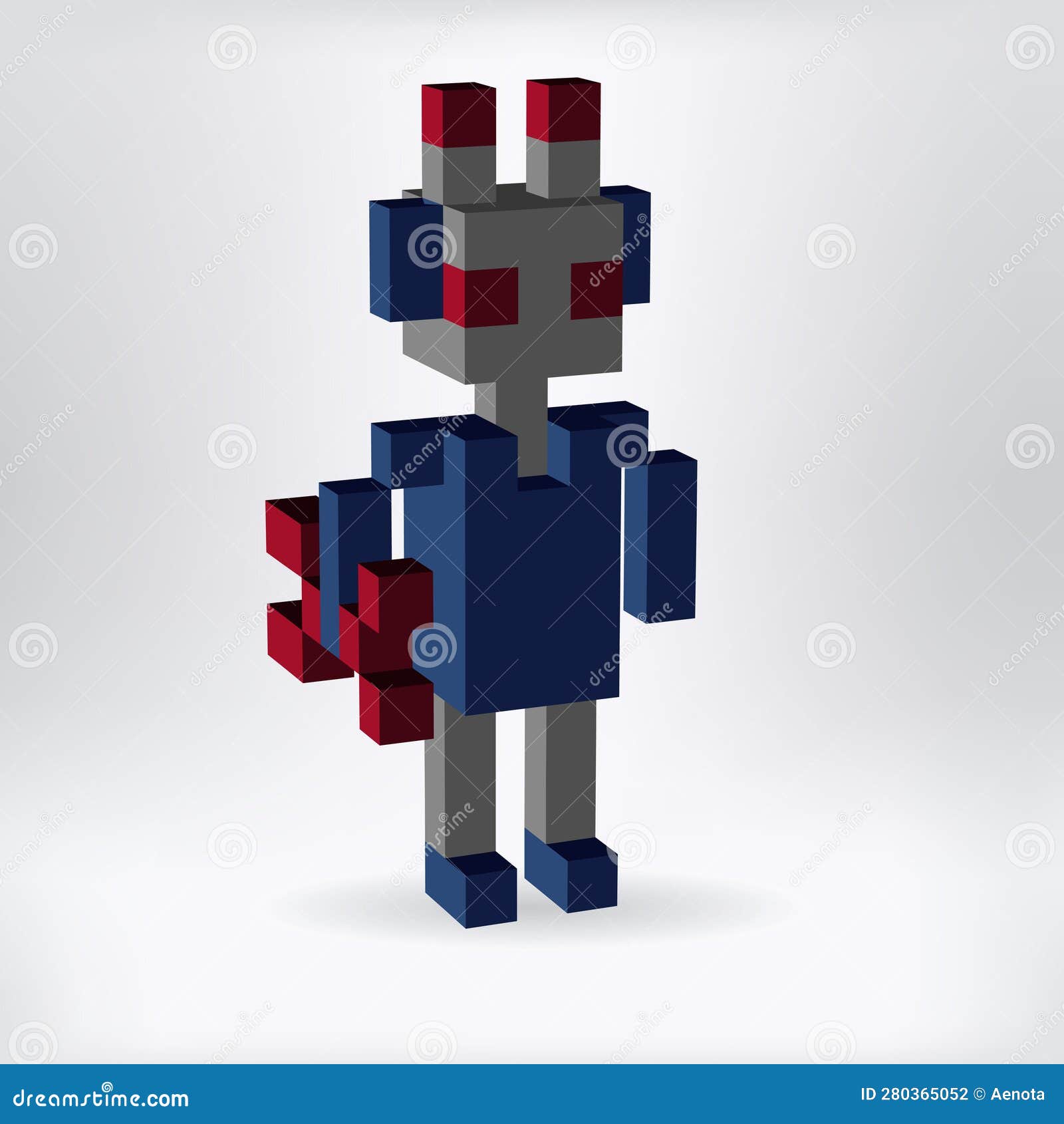 Little Robot - 3D Pixel Art for Design Project Stock Vector ...