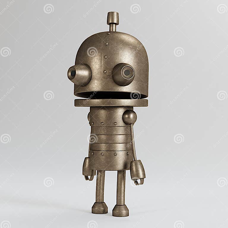 Little Robot, Character, 3d Rendering Stock Illustration - Illustration ...