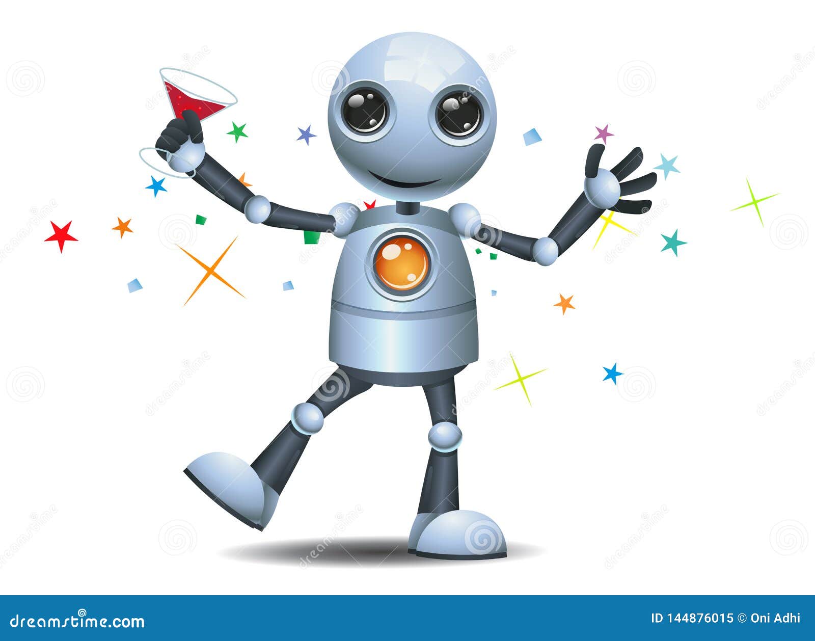 Little Robot Dancing on Party Stock Vector - Illustration of metal ...