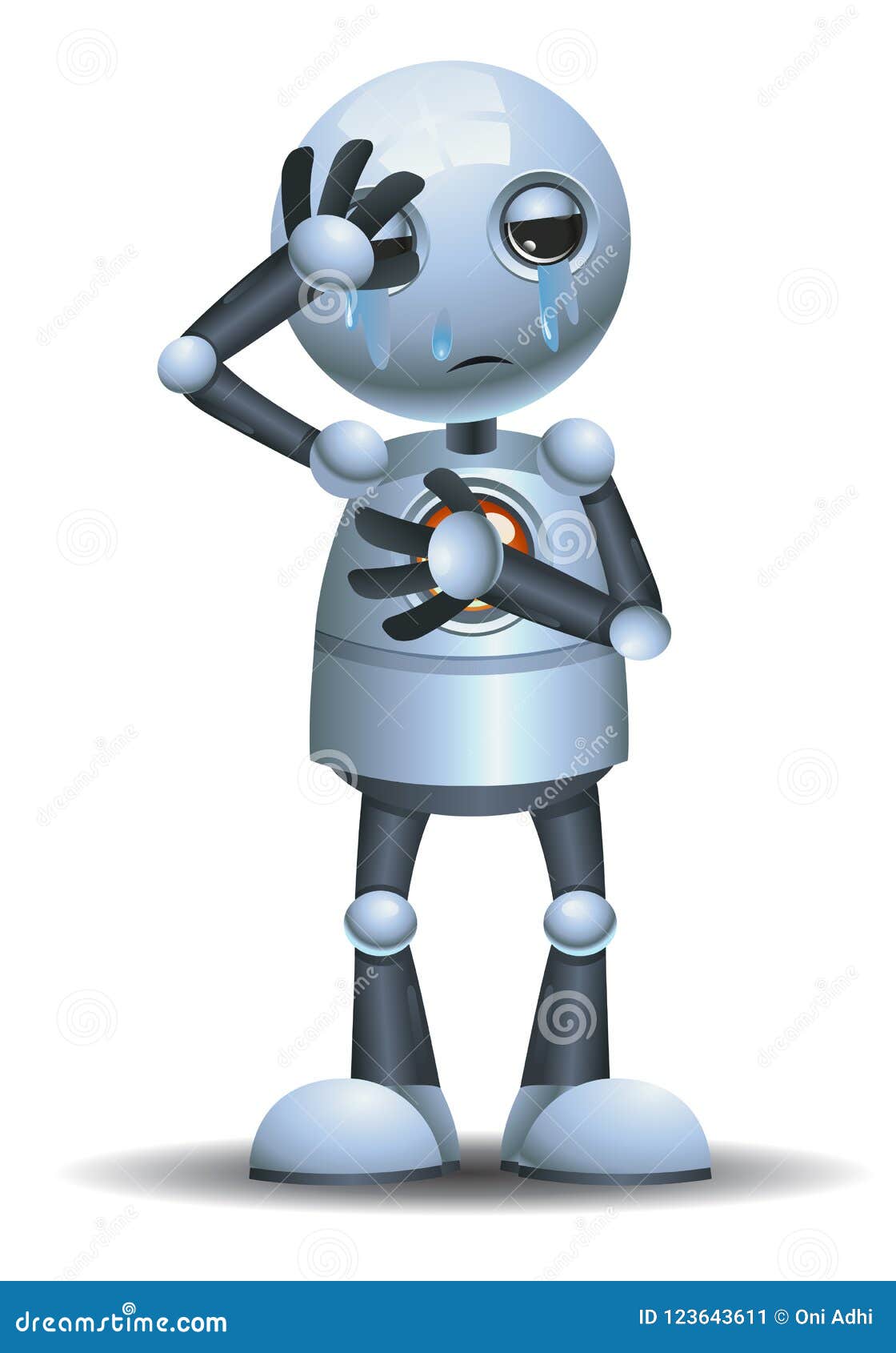 Little Robot Emotion In Crying Stock Vector - Illustration of head, background: 123643611