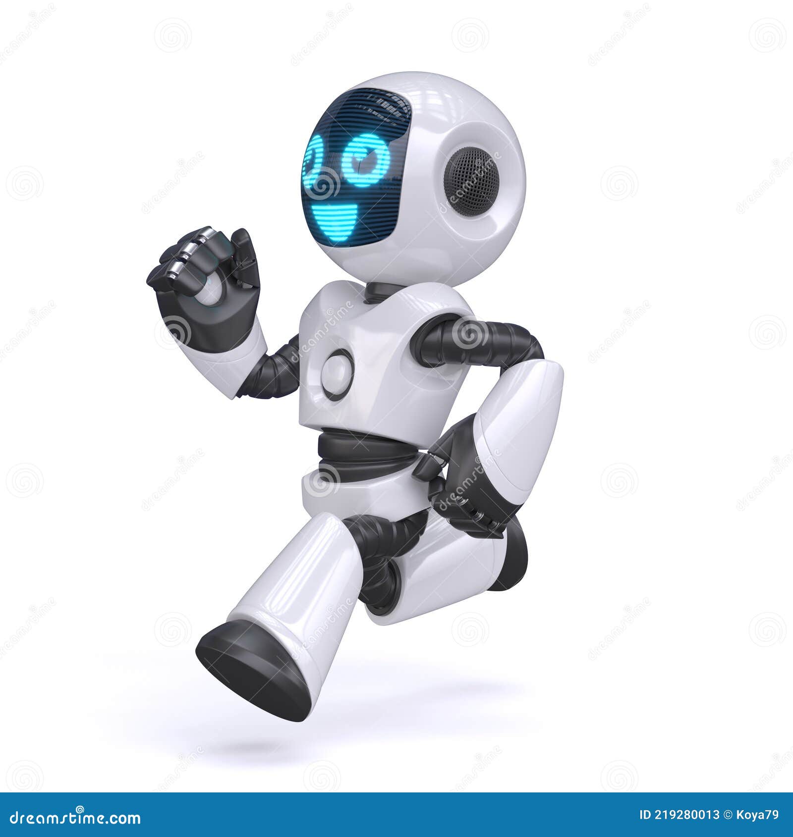 Little Robot Running, 3d Rendering Stock Illustration - Illustration of ...