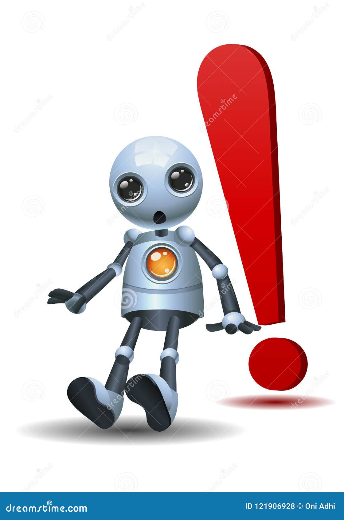 Little Robot Surprise on Isolated White Background Stock Vector ...