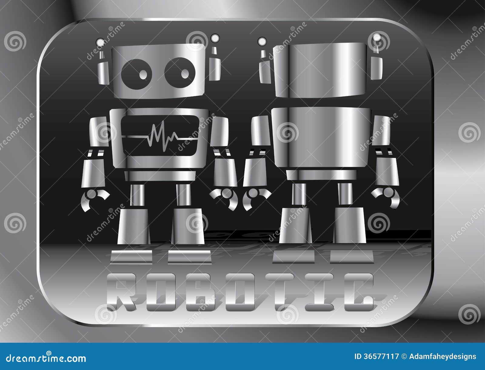 Little robot stock vector. Illustration of reflection - 36577117