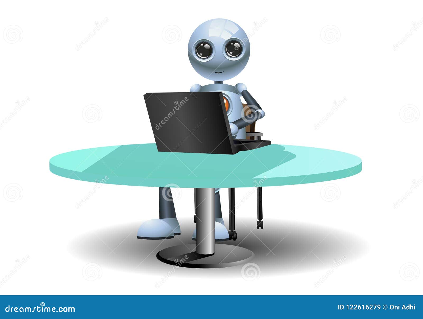 Little Robots Work Using Computer Stock Vector - Illustration of ...