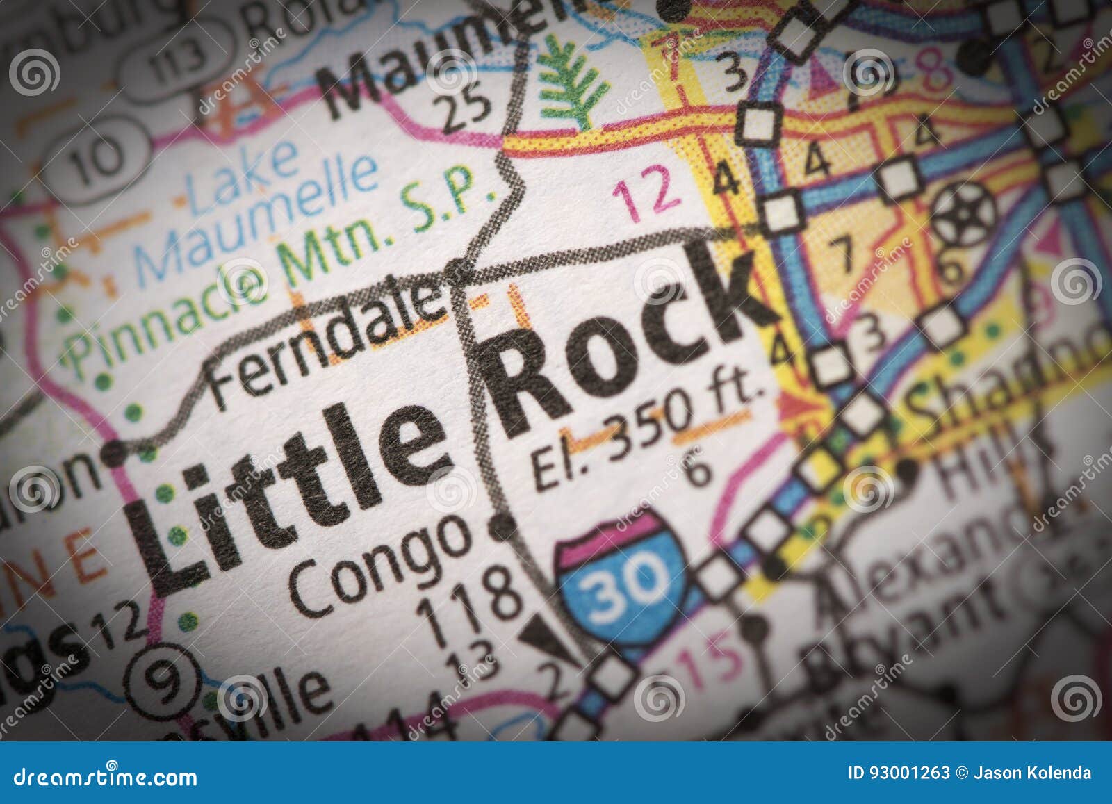 Little Rock en mapa imagen de archivo. Imagen de roca - 93001263