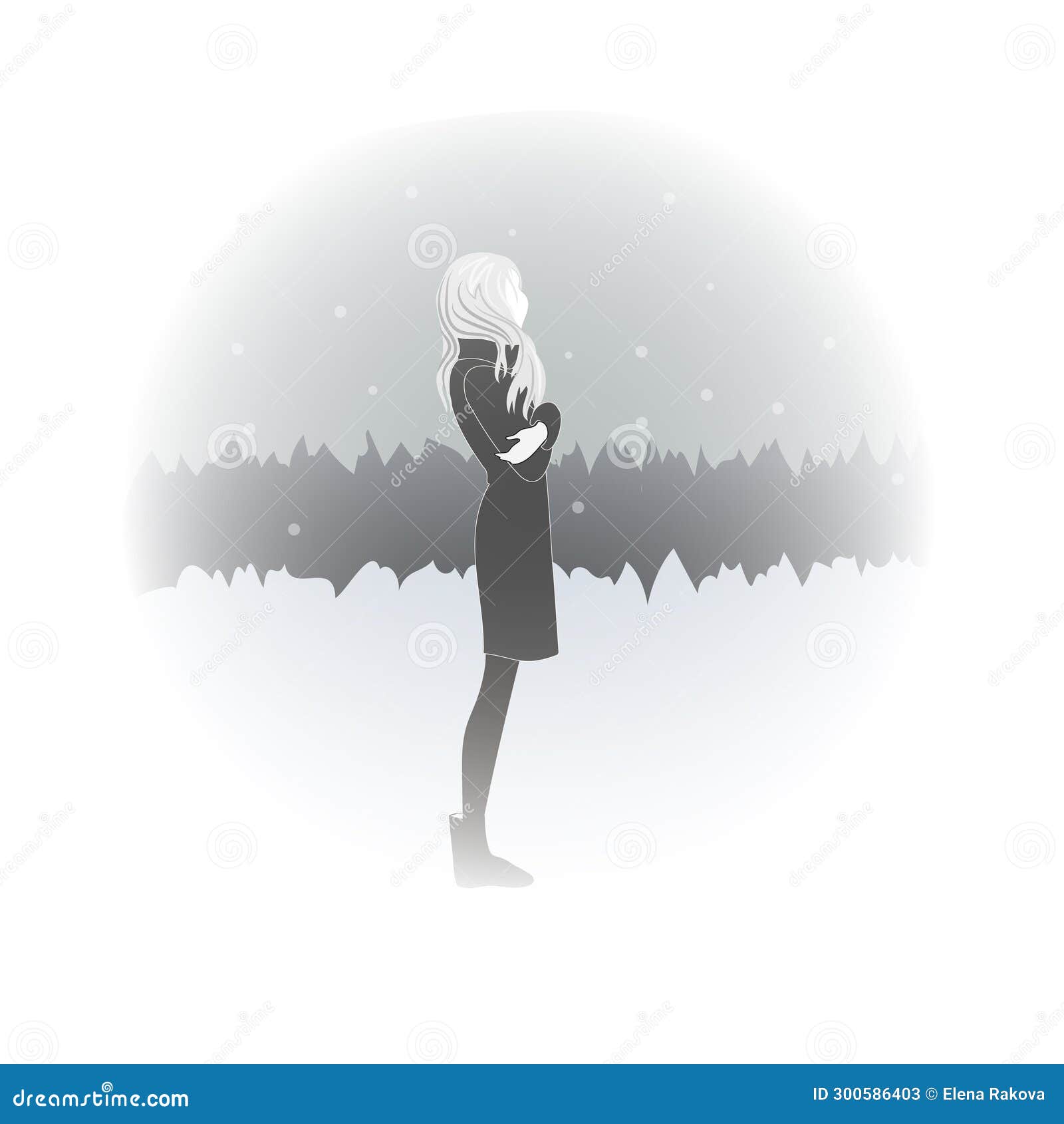 Little sad stock vector. Illustration of sadness, winter - 300586403