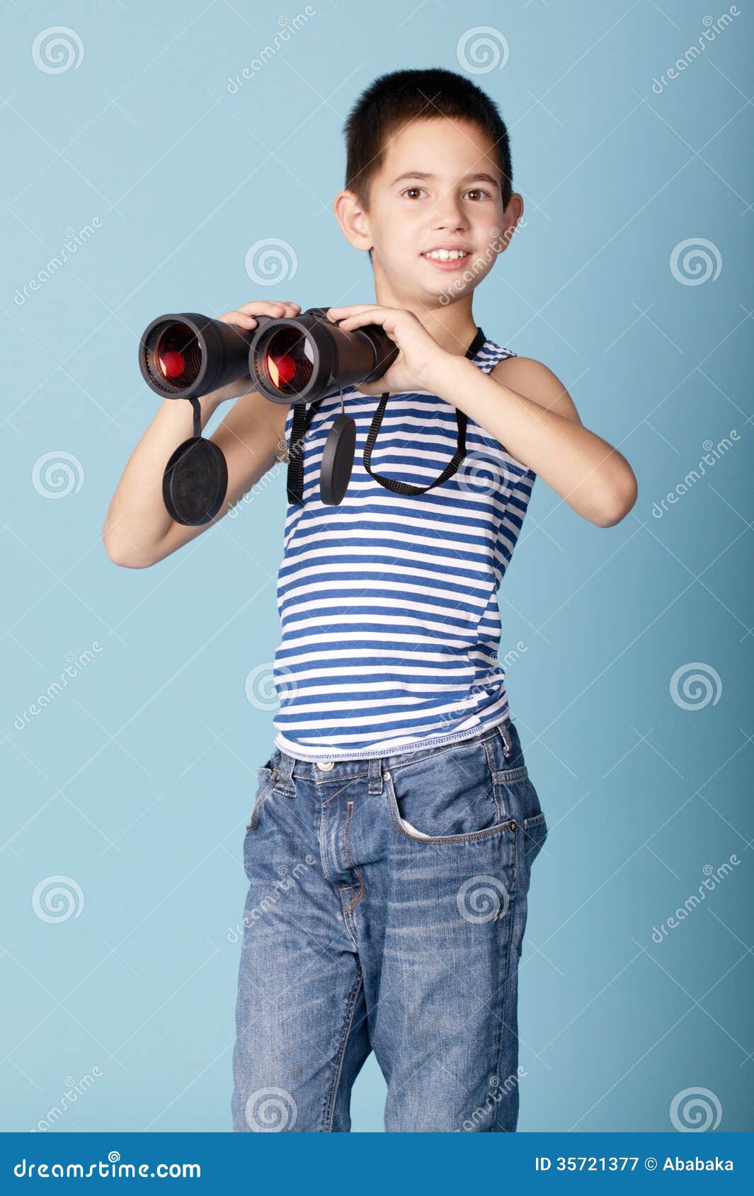 Little Sailor with Binoculars Stock Image - Image of binocular ...