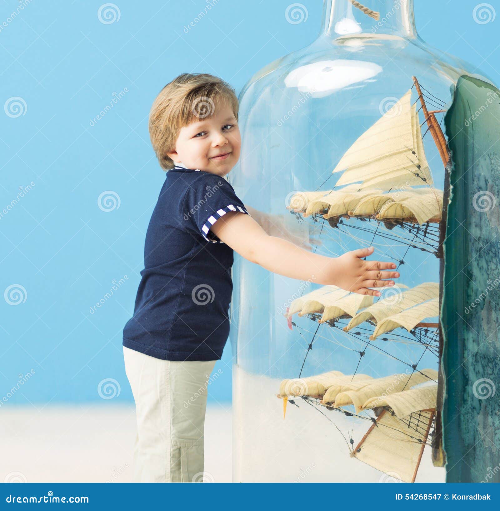 Little Sailor Or Captain Concept. Cartoon Cute Baby Boy In Naval ...