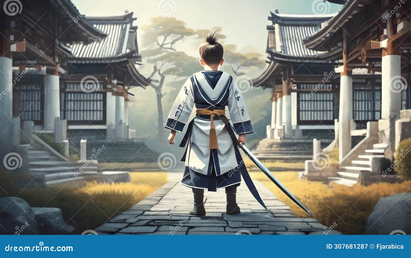 Little samurai warrior stock illustration. Illustration of comics ...