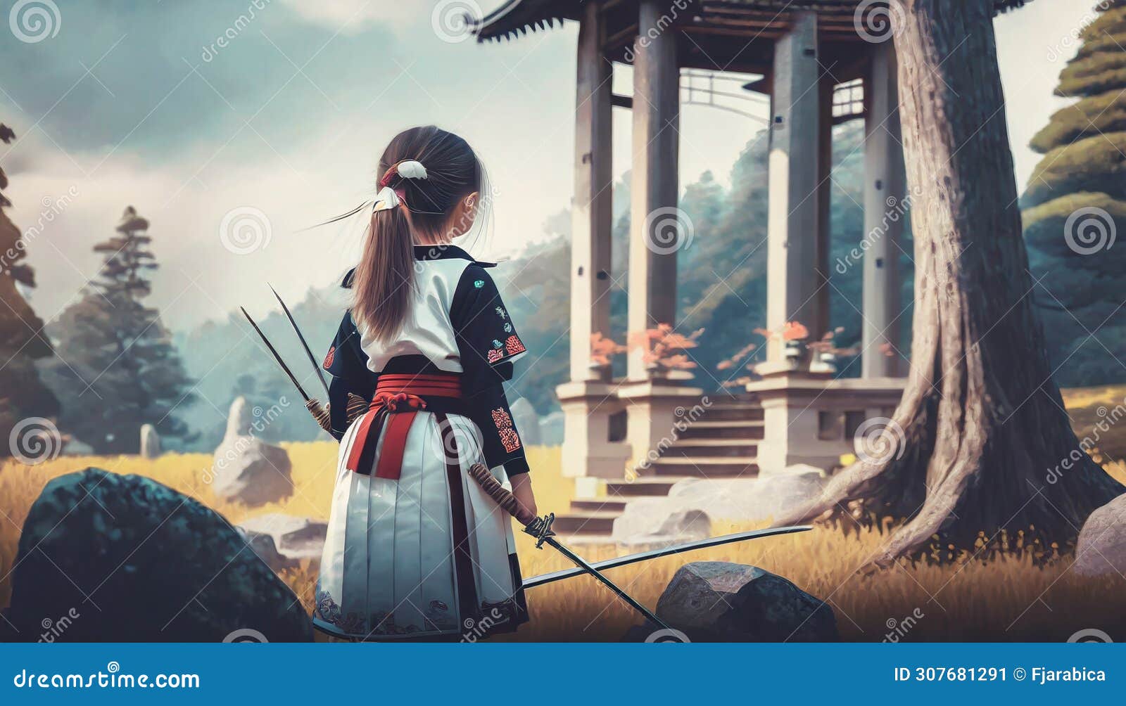 Little samurai warrior stock illustration. Illustration of anime ...