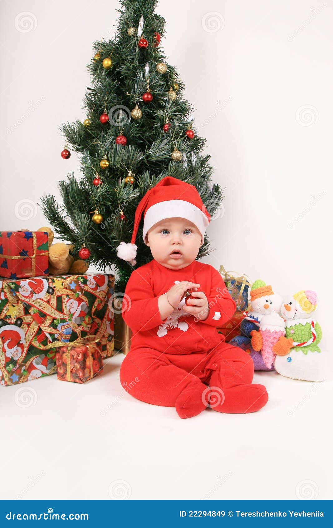 Little Santa Claus baby stock image. Image of months - 22294849