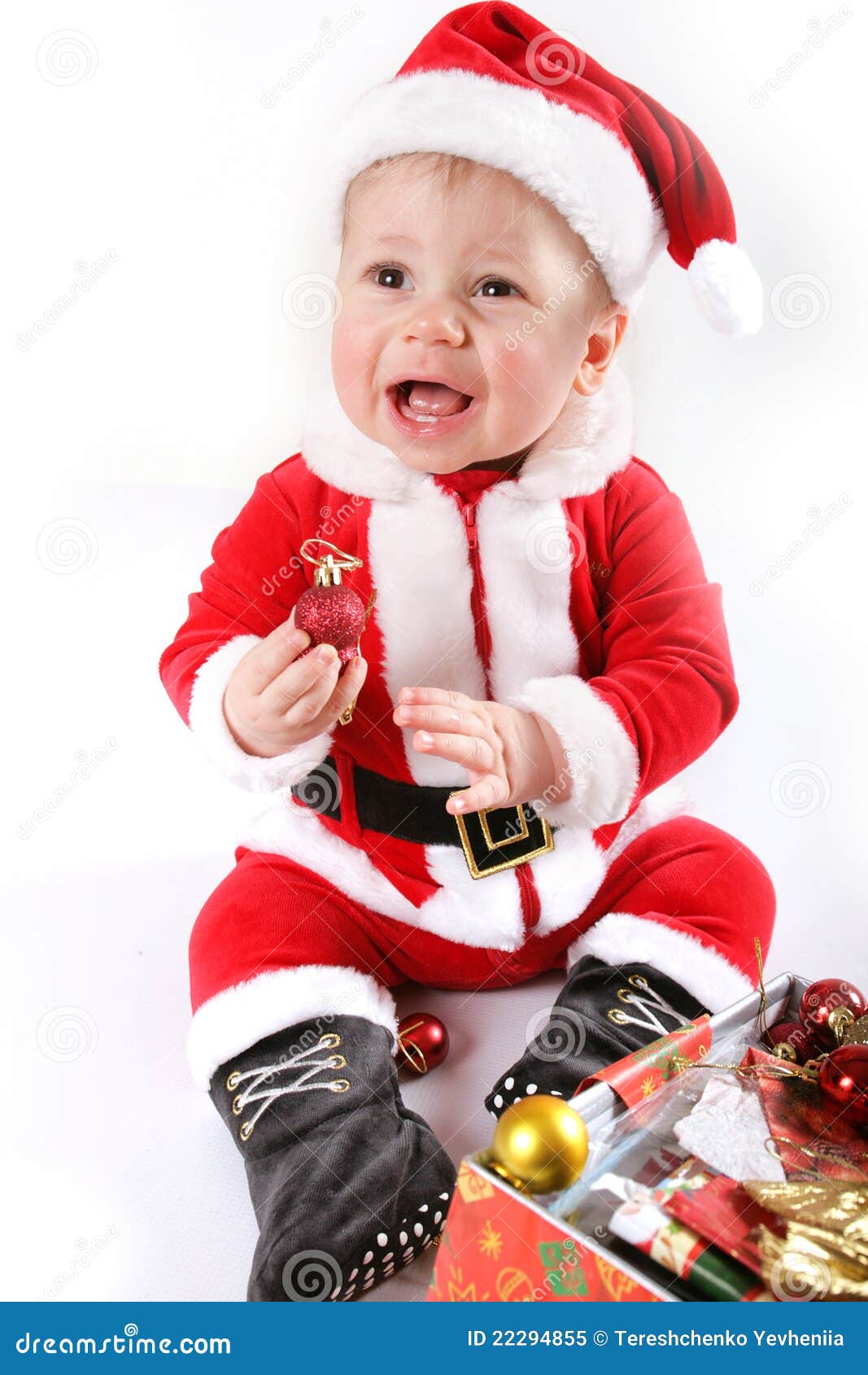 Little Santa Claus baby stock image. Image of facial - 22294855