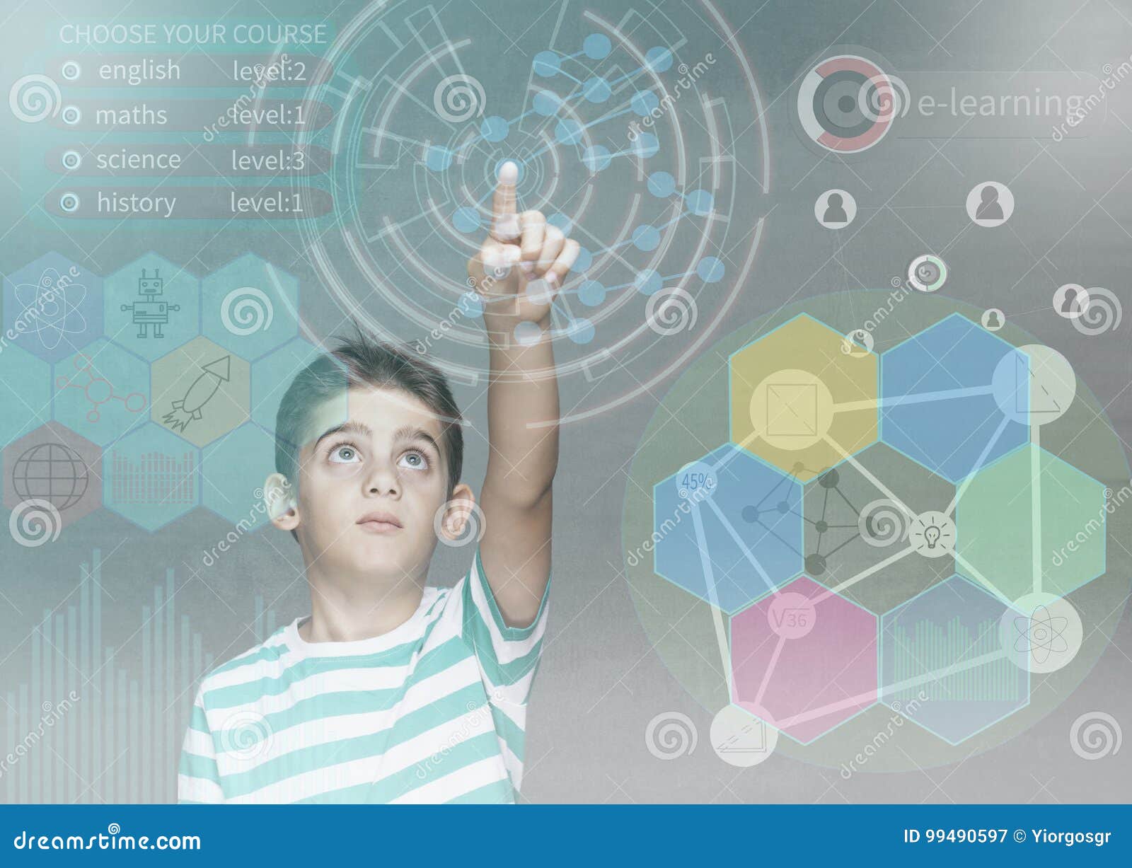 E-learning and Futuristic Education Technology Concept Stock Image ...