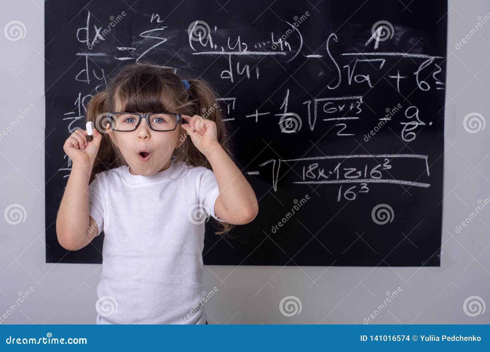 Little School Girl in Classroom. Smart Kid Stock Photo - Image of ...
