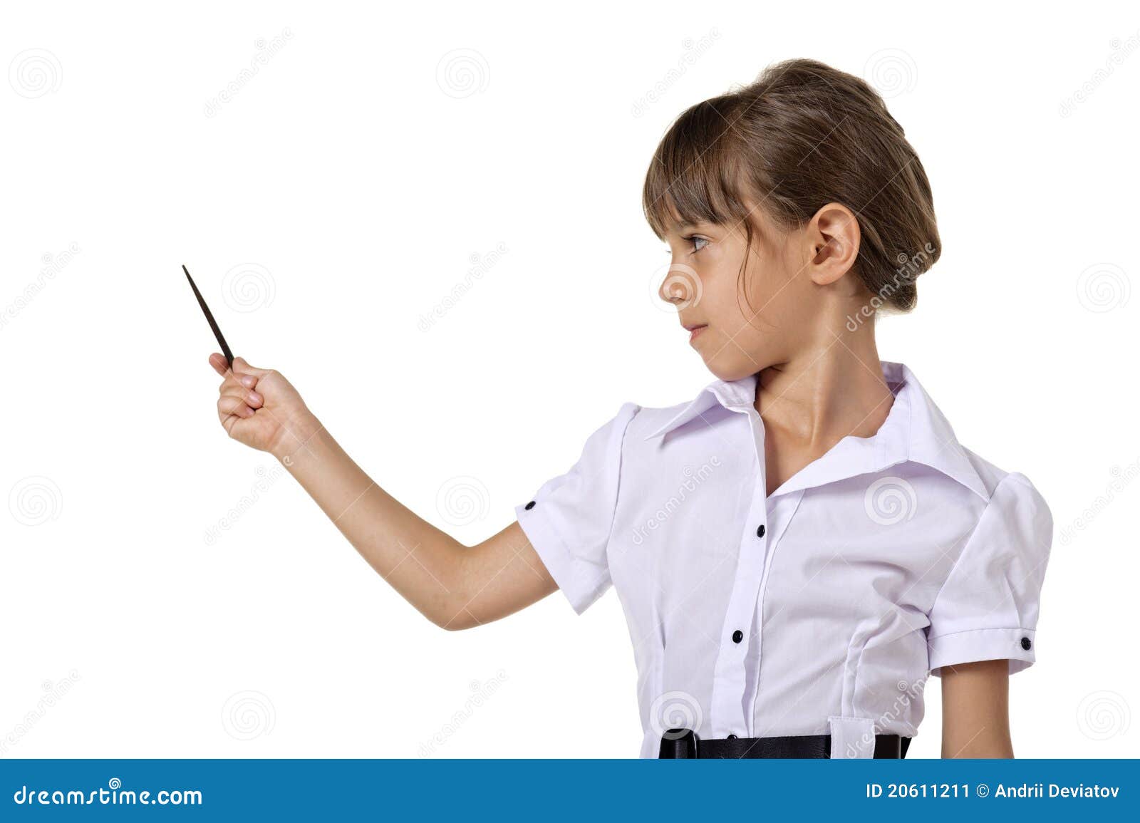 Little School Girl with Pointer Stock Image - Image of hair, person ...