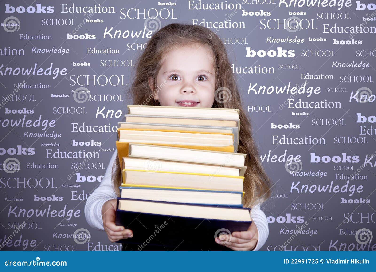 Little Schoolgirl with Books. Stock Image - Image of childhood ...