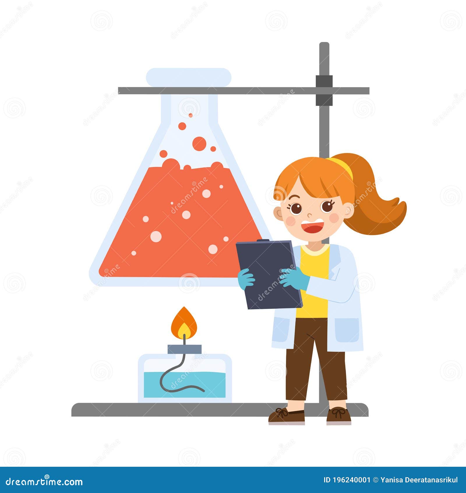 Little Science Kid Working with Science Tools in Lab. Kid Having a ...