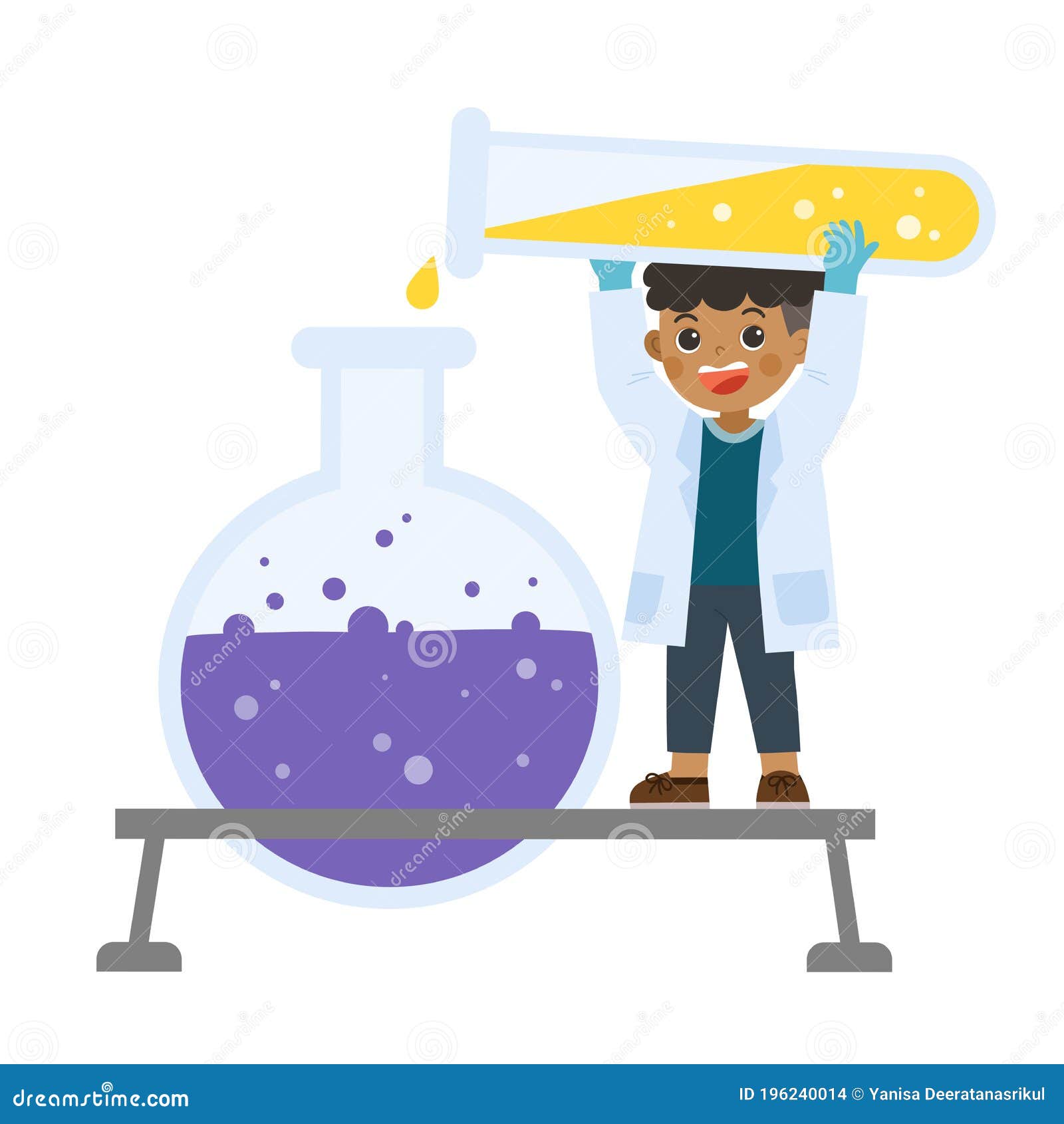 Little Science Kid Working with Science Tools in Lab. Kid Having a ...