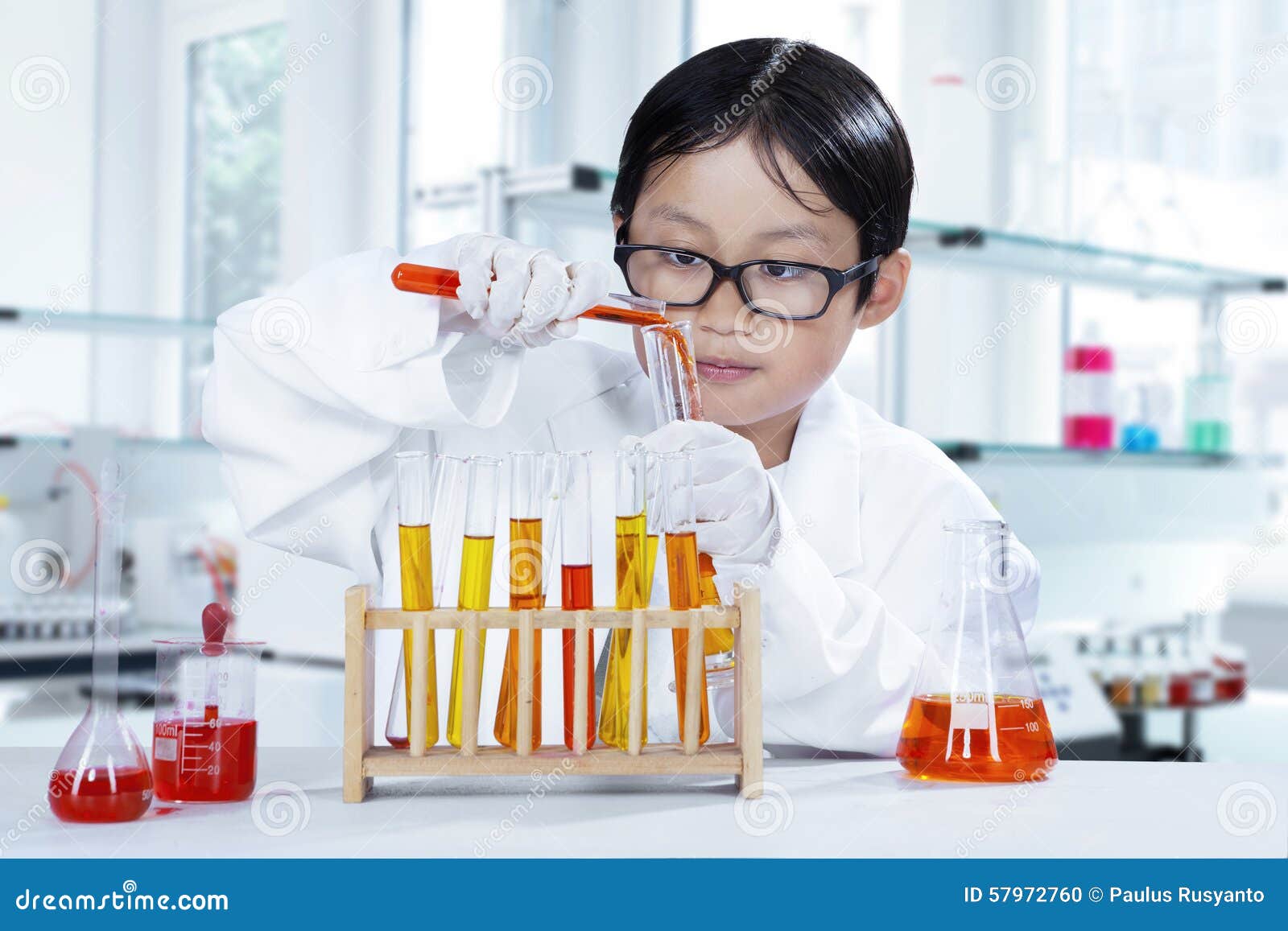 Little Scientist Making Experiment in the Lab Stock Photo - Image of ...