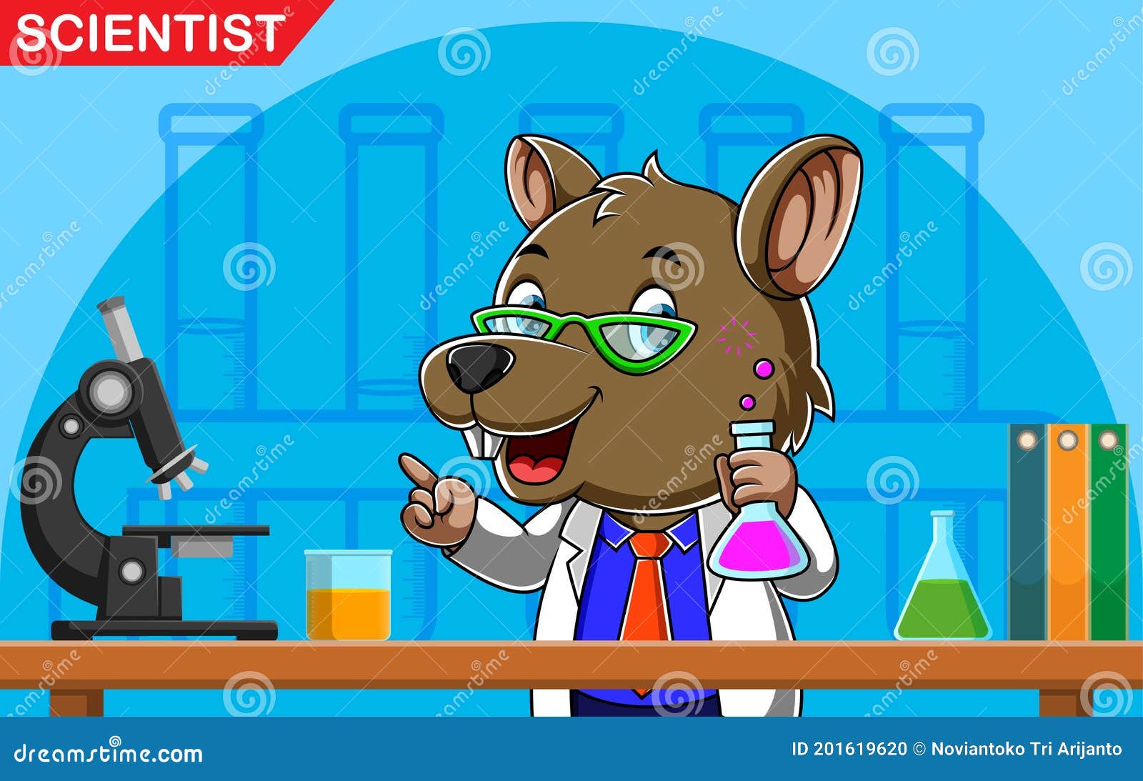 The Little Scientist Mouse Holding the Chemical Liquid in the ...
