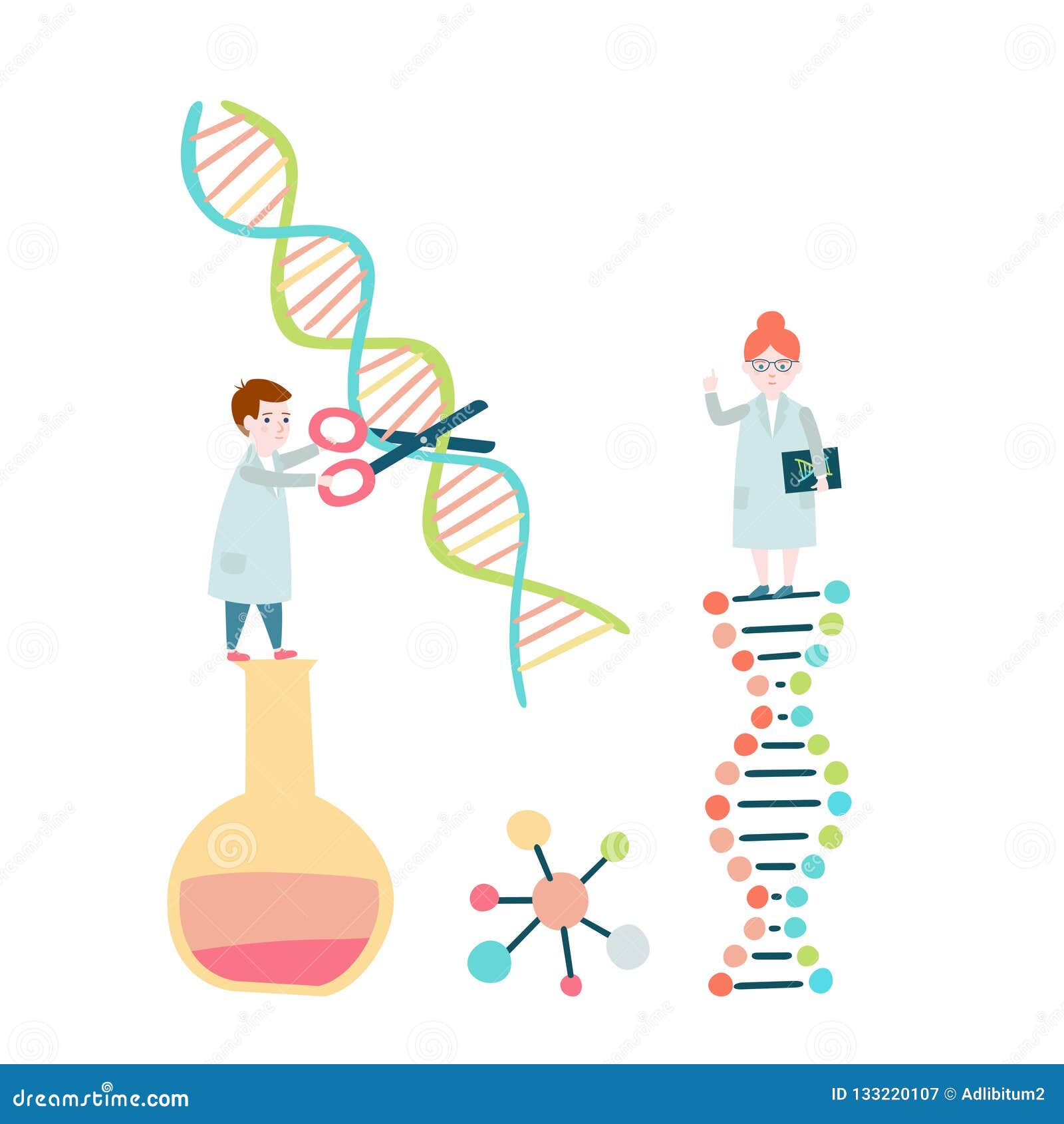 Scientists. DNA Structure, Genome Sequencing. Stock Vector ...