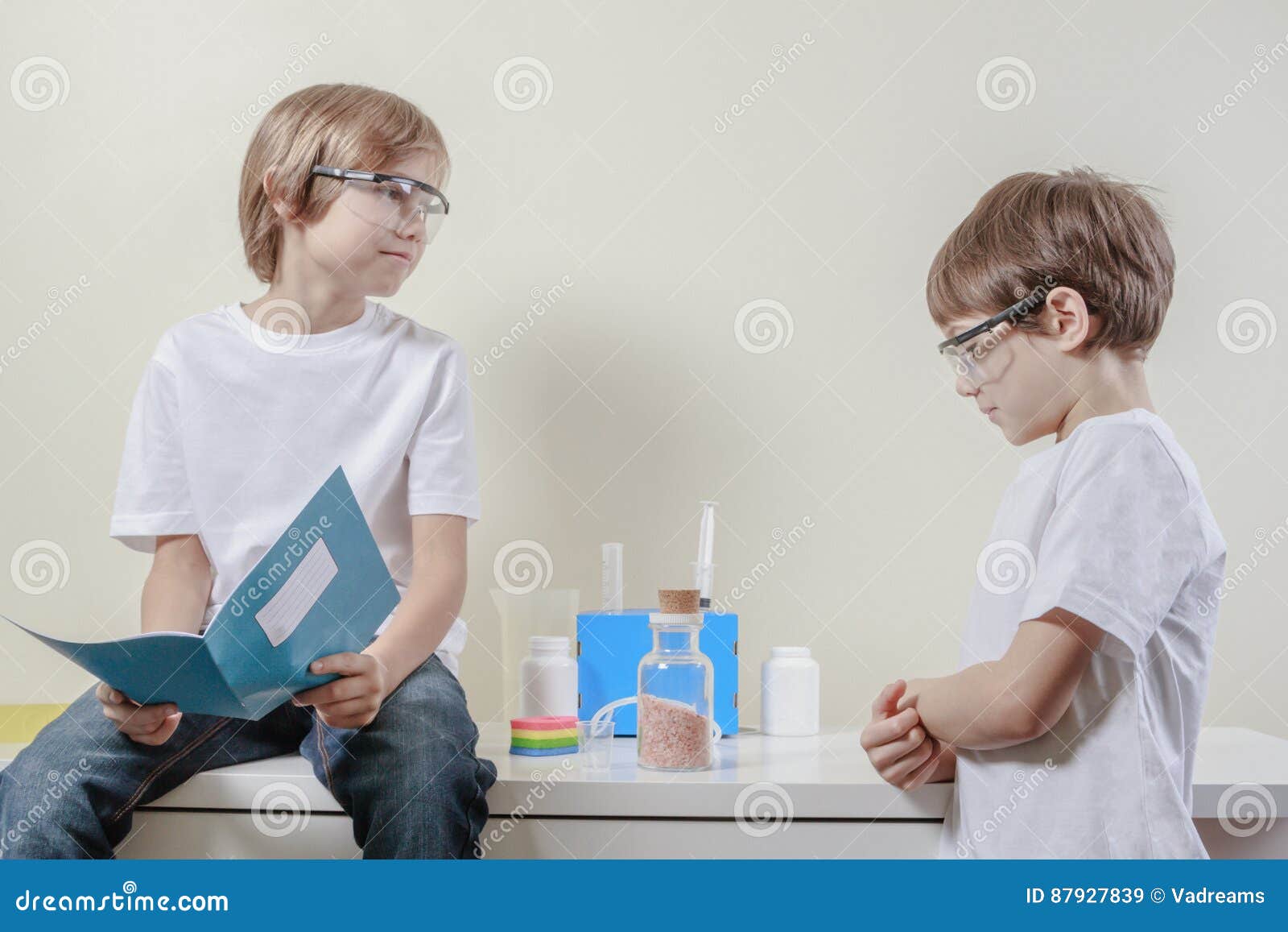 Little Scientists Preparing To Make Science Experiments. Education ...