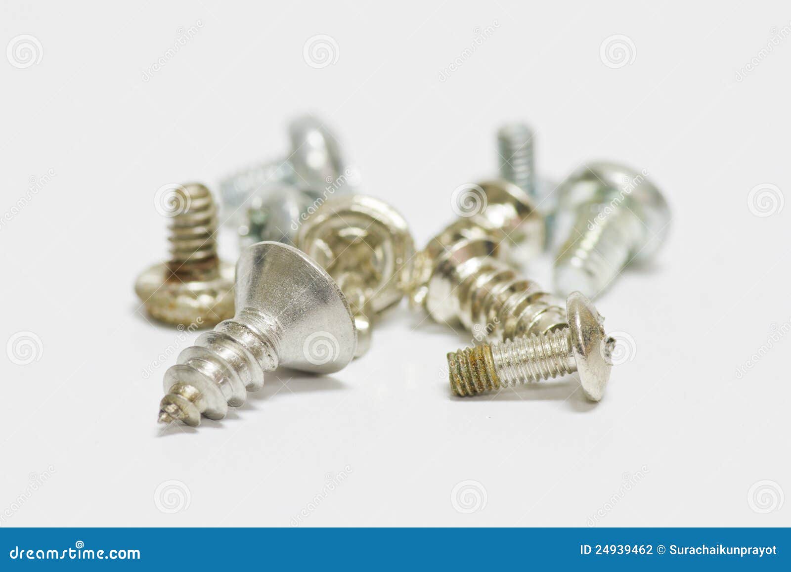 Little Screws on White Background Stock Photo - Image of four, metallic ...
