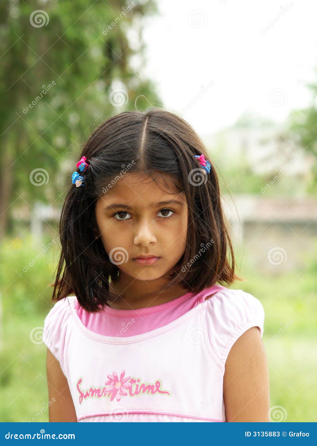 Little Serious Girl Portrait Stock Image - Image of brunette, person ...