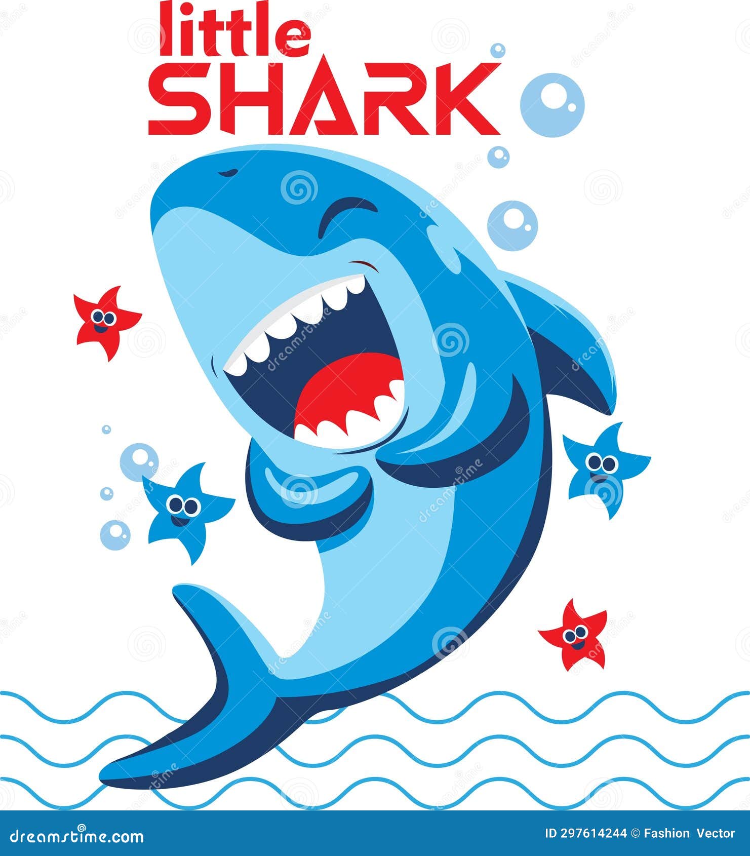 Little Shark Print Vector Art Stock Illustration - Illustration of ...