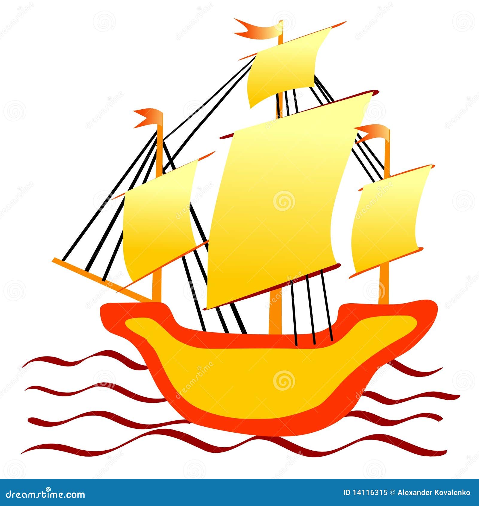 Little ship stock vector. Illustration of brigantine - 14116315