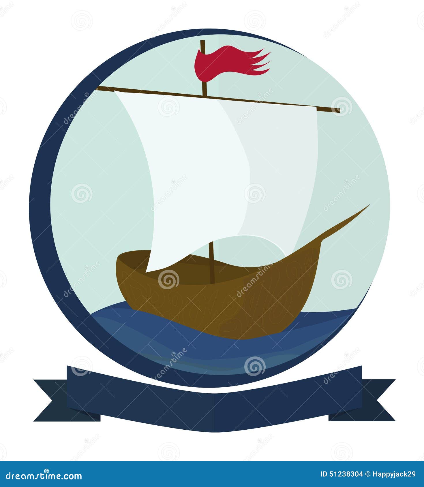 Little ship stock vector. Illustration of wave, adventure - 51238304