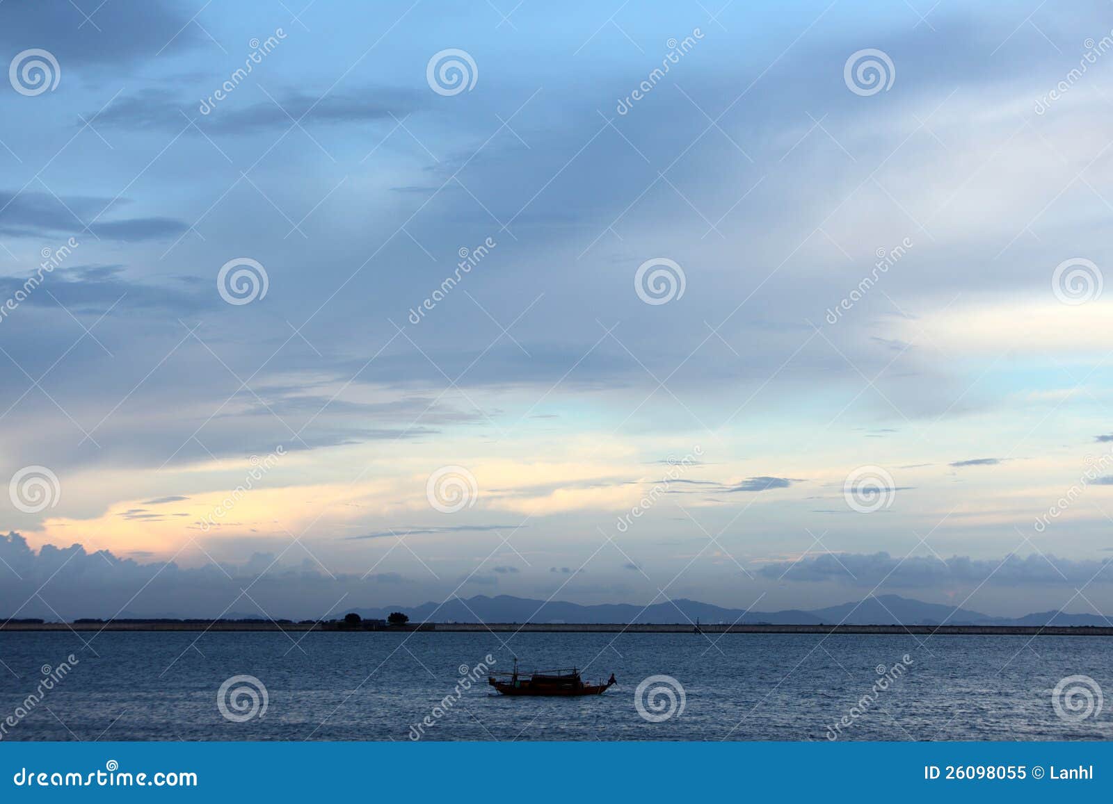 Little ship on the sea stock image. Image of ocean, cloud - 26098055