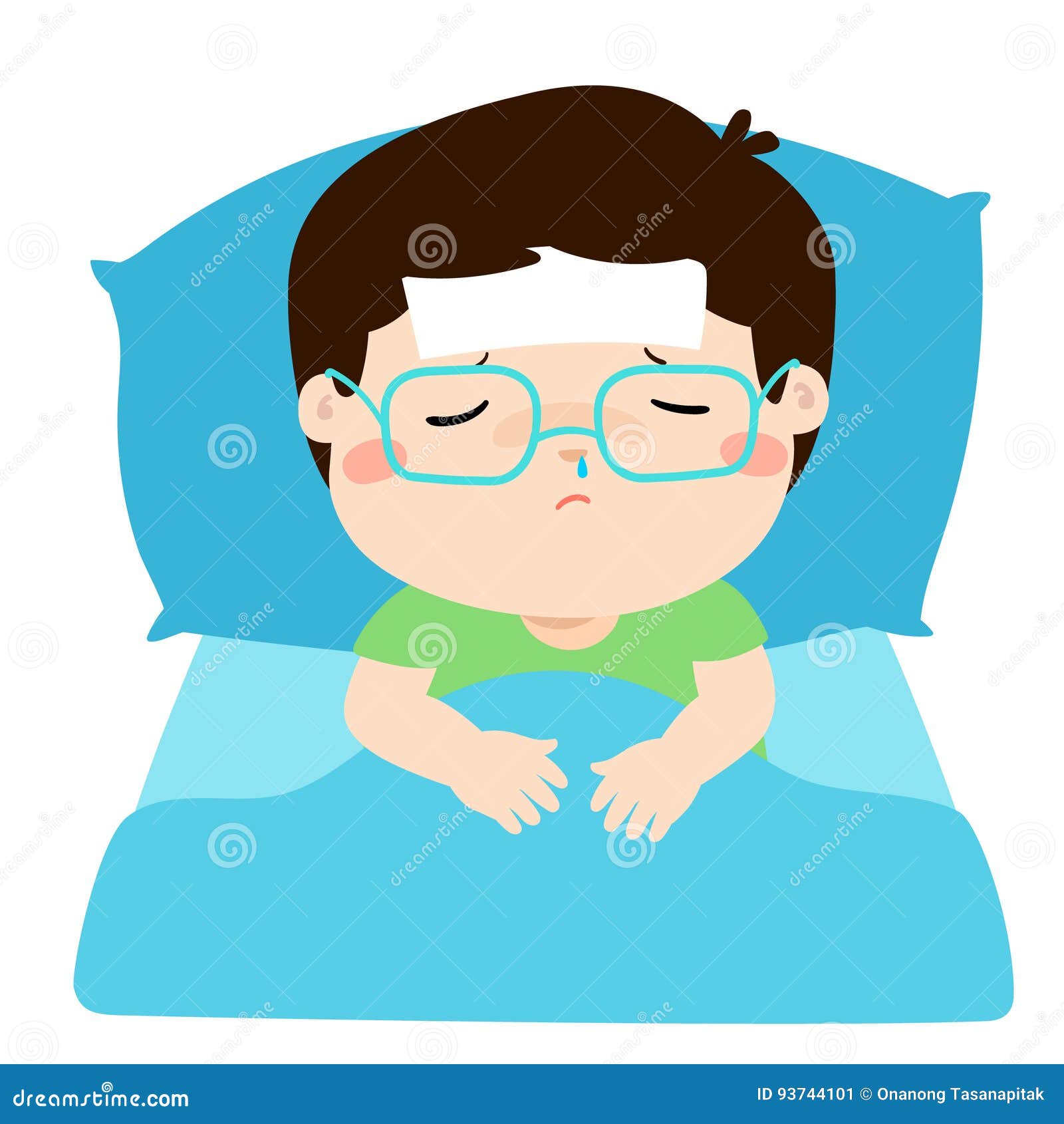 Little Sick Girl With Skin Rash Isolated On White Vector Illustration ...