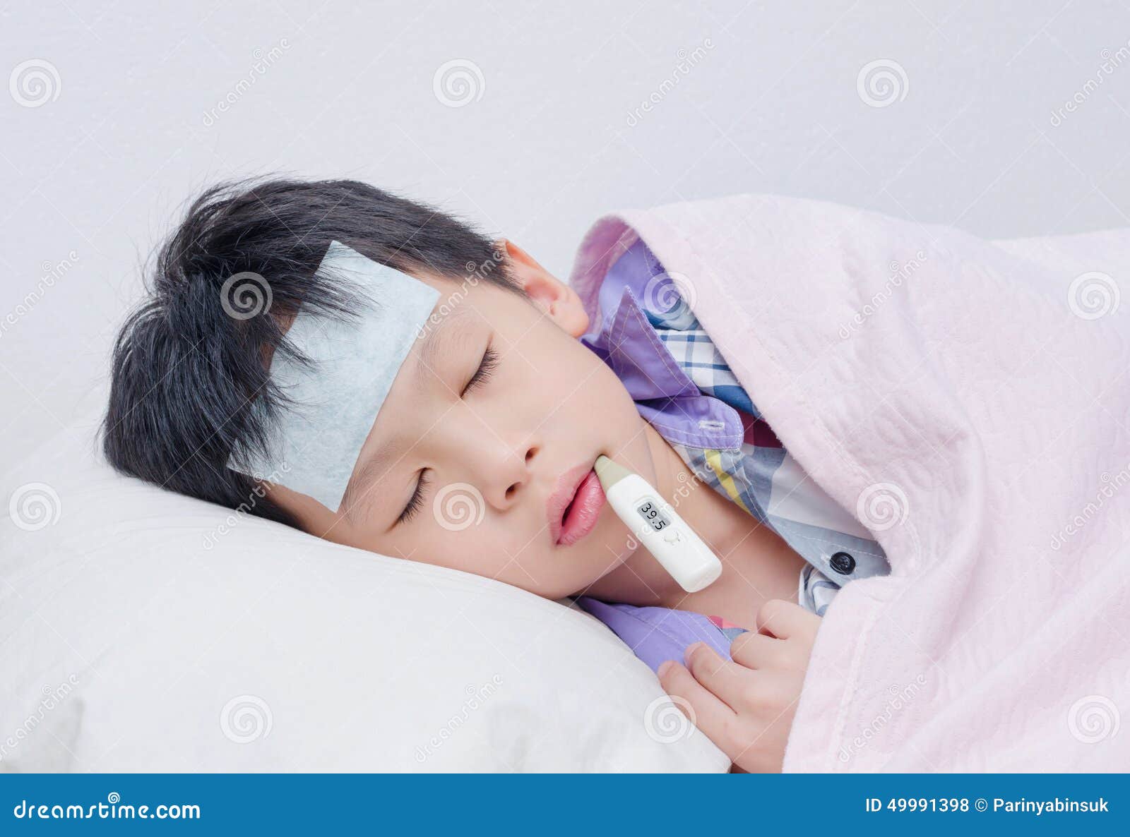 Little sick boy sleeping stock photo. Image of medicine - 49991398