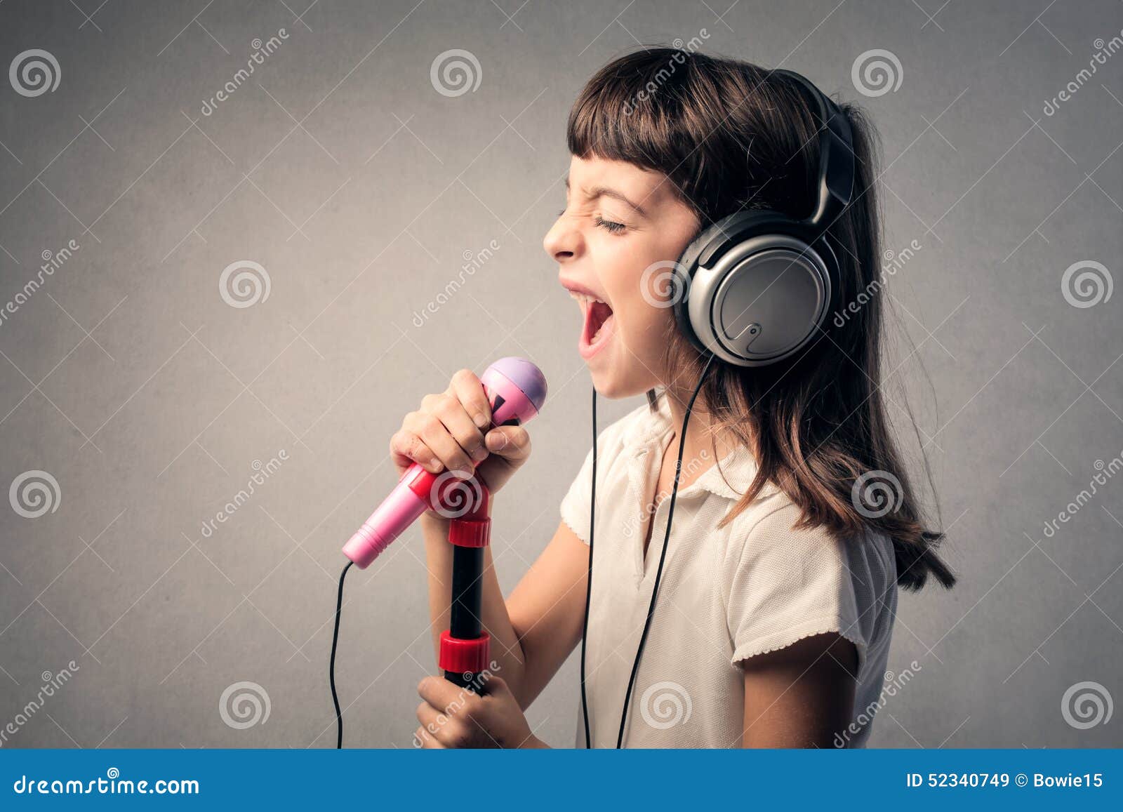 Little singer stock image. Image of intonation, headphones - 52340749
