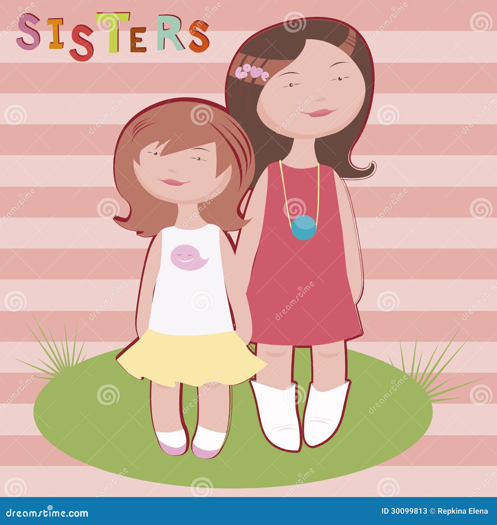 Little sisters stock vector. Illustration of smiling - 30099813